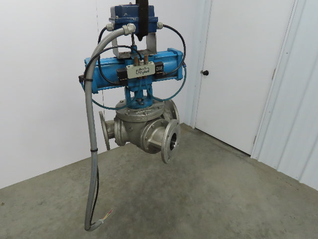 Chicago Valves 3" Flanged 3-Way Ball Valve With Pneumatic Actuator ...