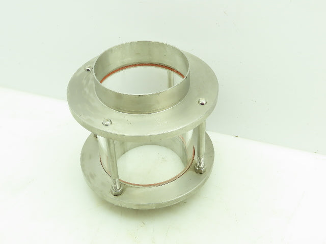 Sanitary Flow In-Line Cylinder Sight Glass Indicator 4" Pipe 304 SS Sl ...