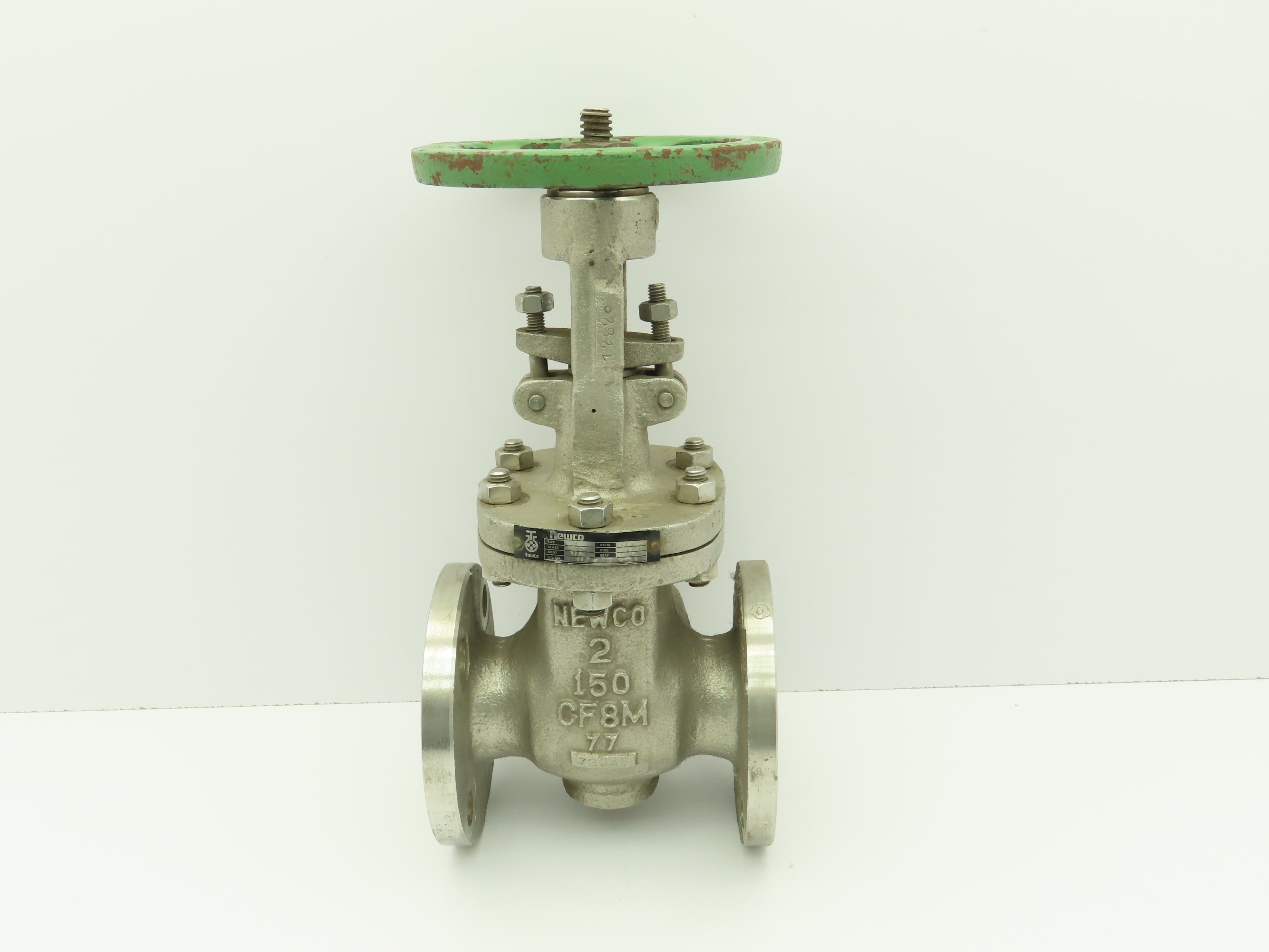 Newco 11F-C8M4-2 Manual 2" Flanged Stainless Gate Valve 150# Raised Fa ...