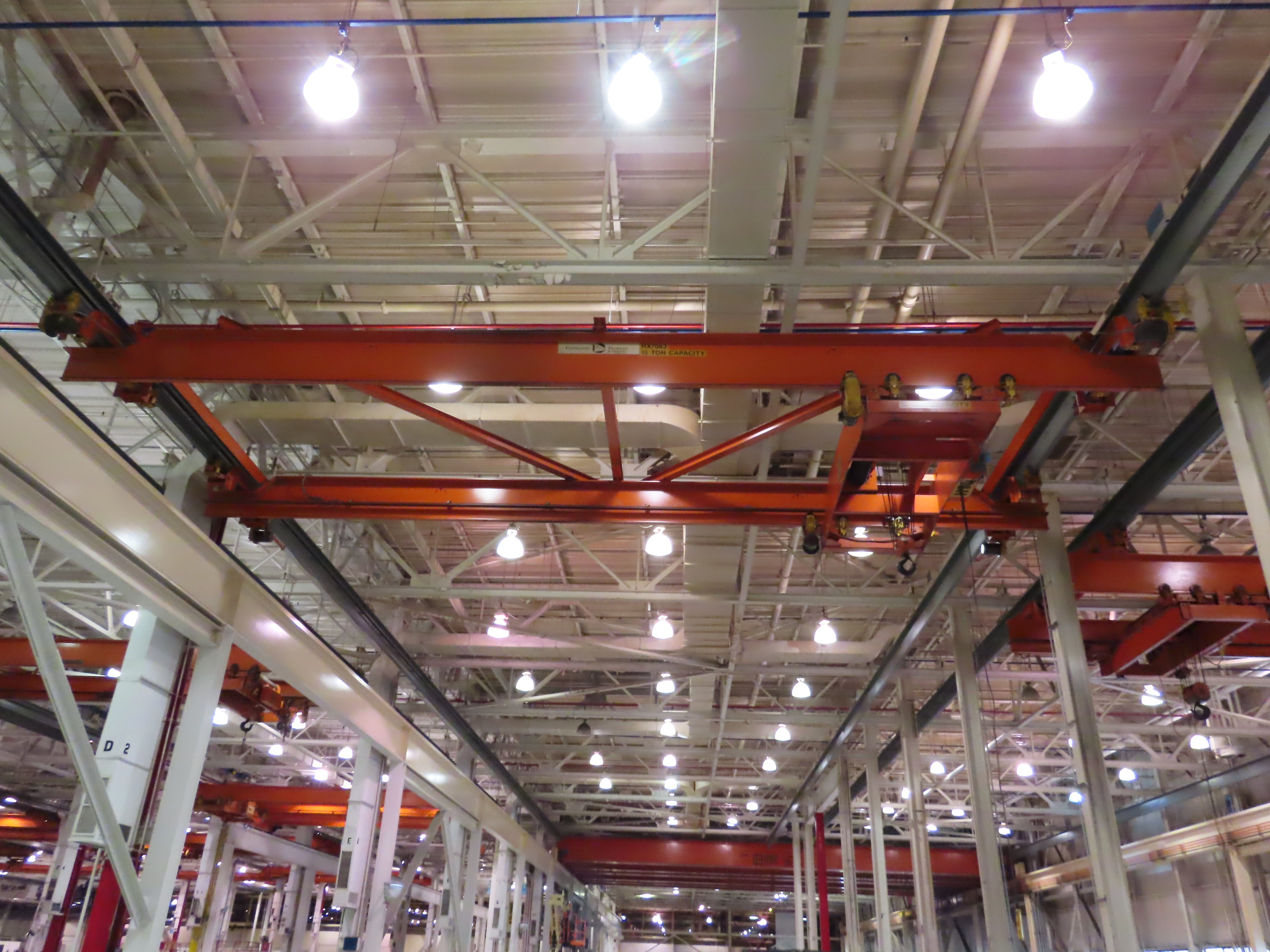 Cleveland Tramrail 15 Ton Double Girder Under Hung Bridge Crane 43' Sp ...