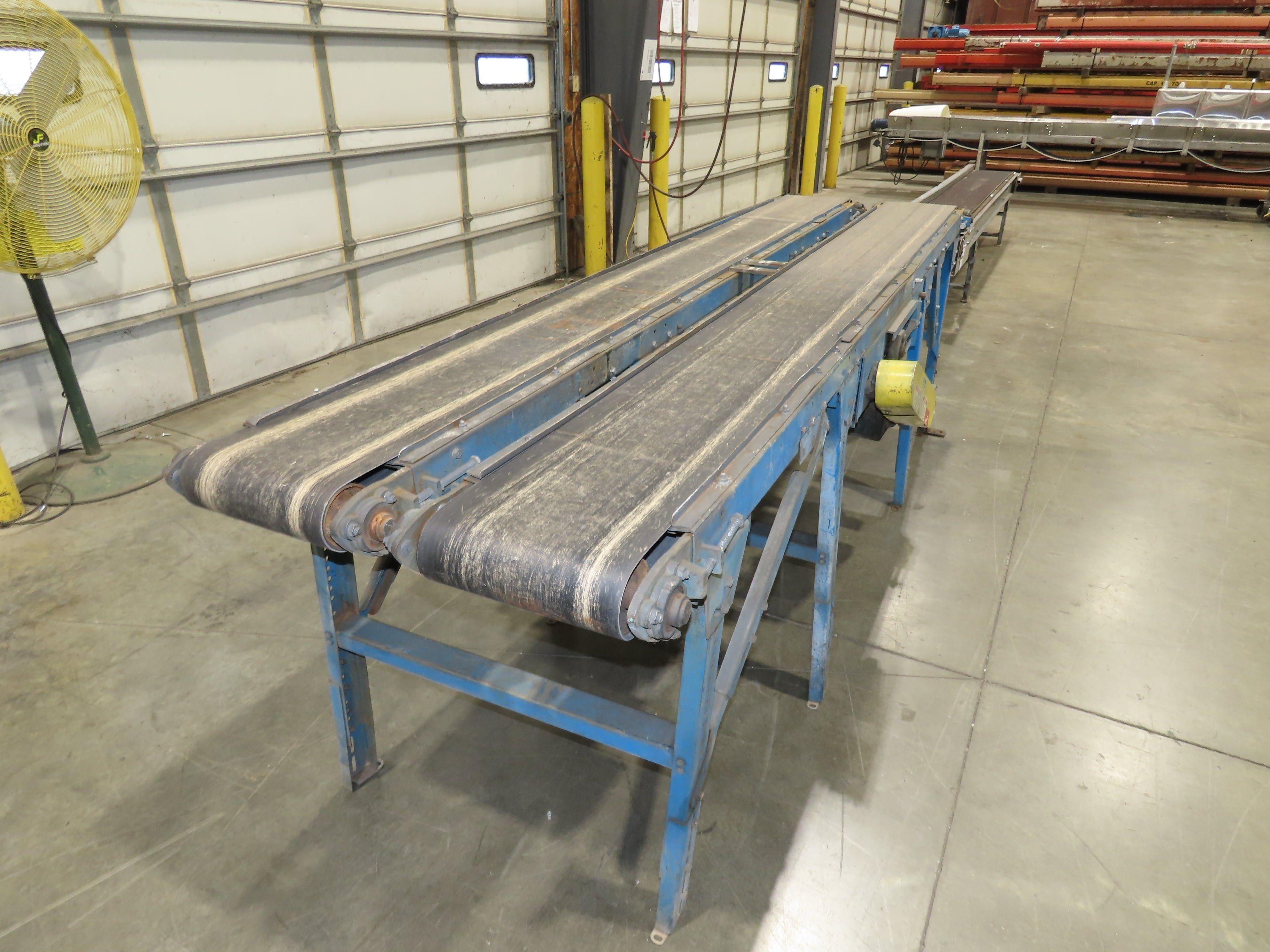 New London Engineering 12"x 11' Double Belt Conveyor 2-Way Center Driv ...