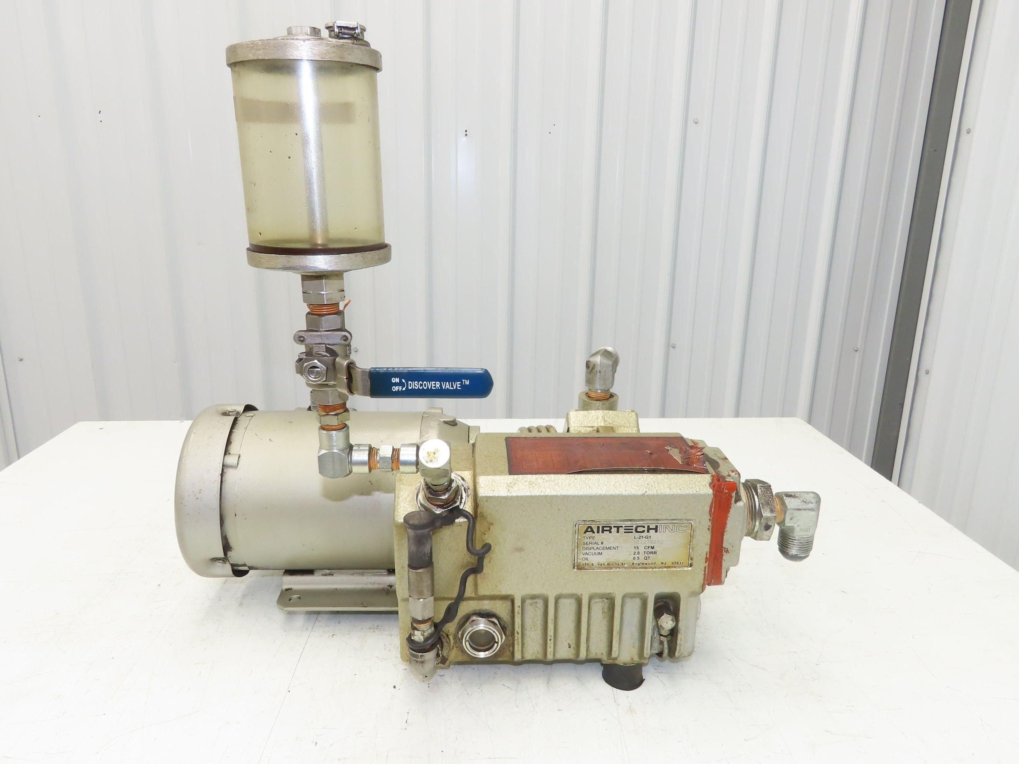 Airtech L-21-G1 Oil Flooded Rotary Vane Vacuum Pump 15 CFM 1Hp 230/460 ...