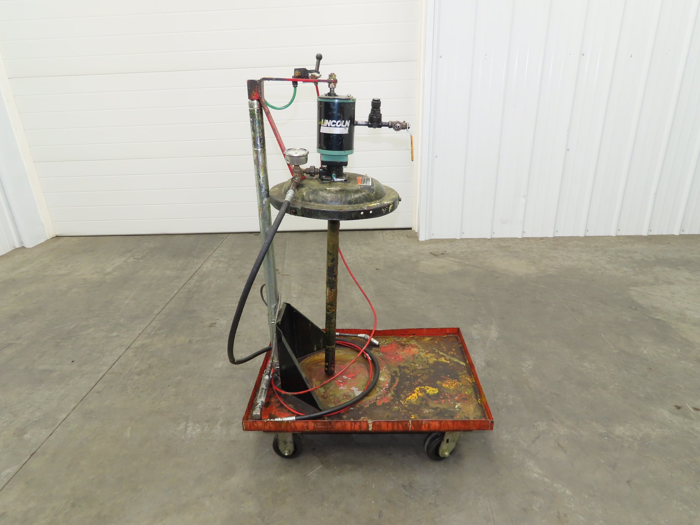 Lincoln V350120000 50:1 Pneumatic Grease Barrel Pump Portable 16Gal 12 ...
