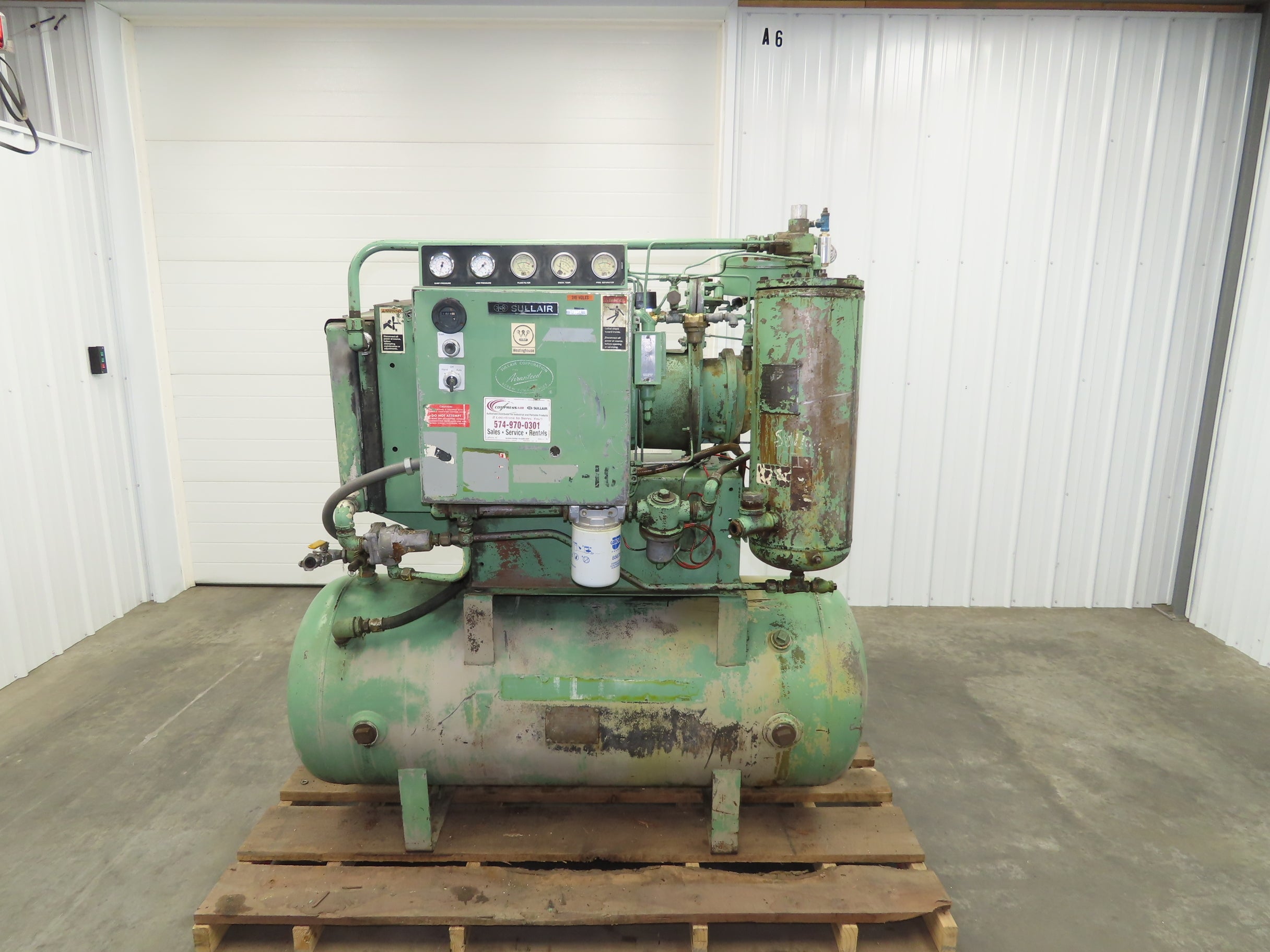 Sullair 10B-25 Rotary Screw Air Compressor 100 CFM 125 PSI 25HP 230/46 ...