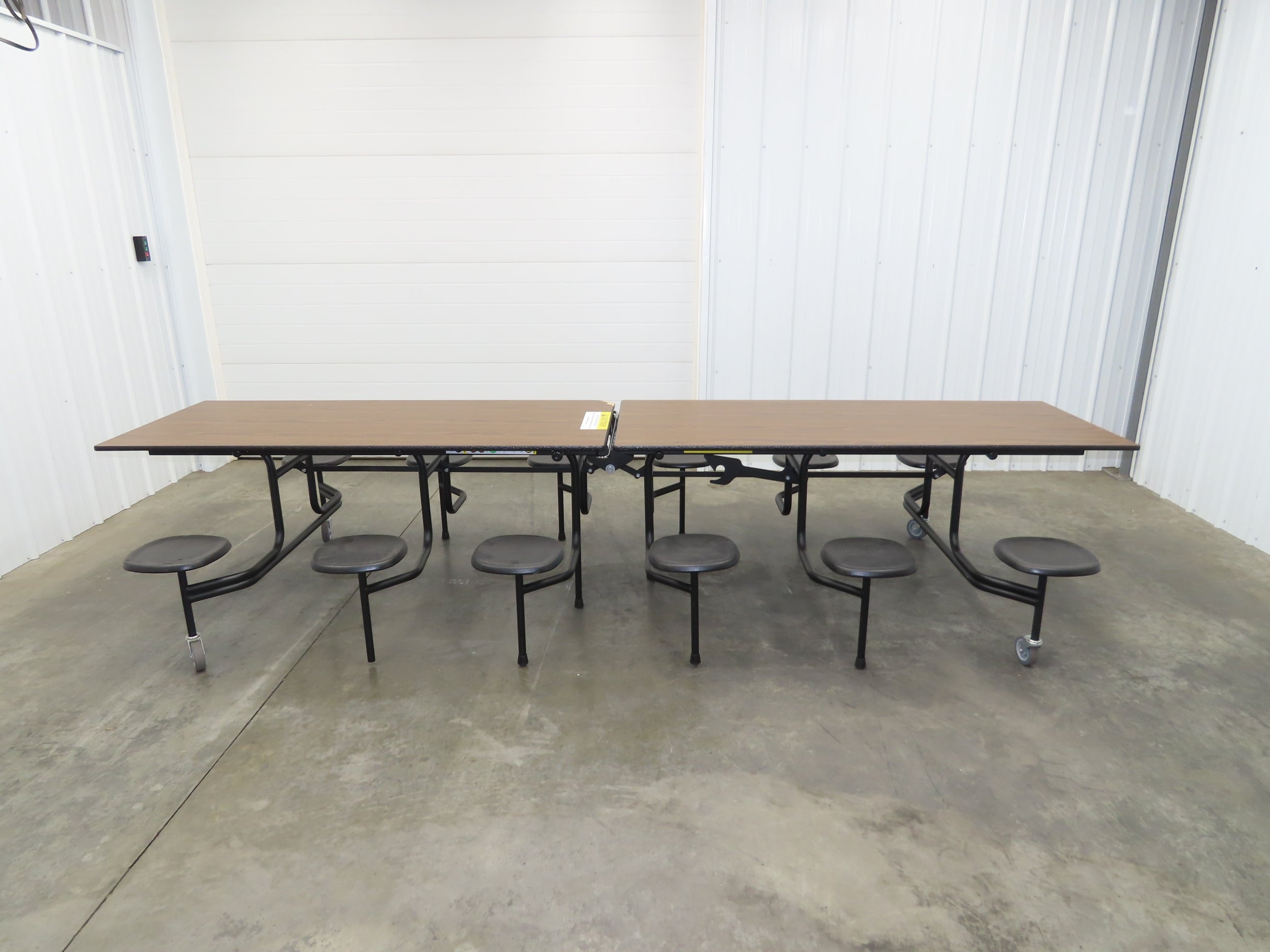 Uline H-9855MAP Mobile Cafeteria Table 12' L 30" W Rectangular 12 Stoo ...