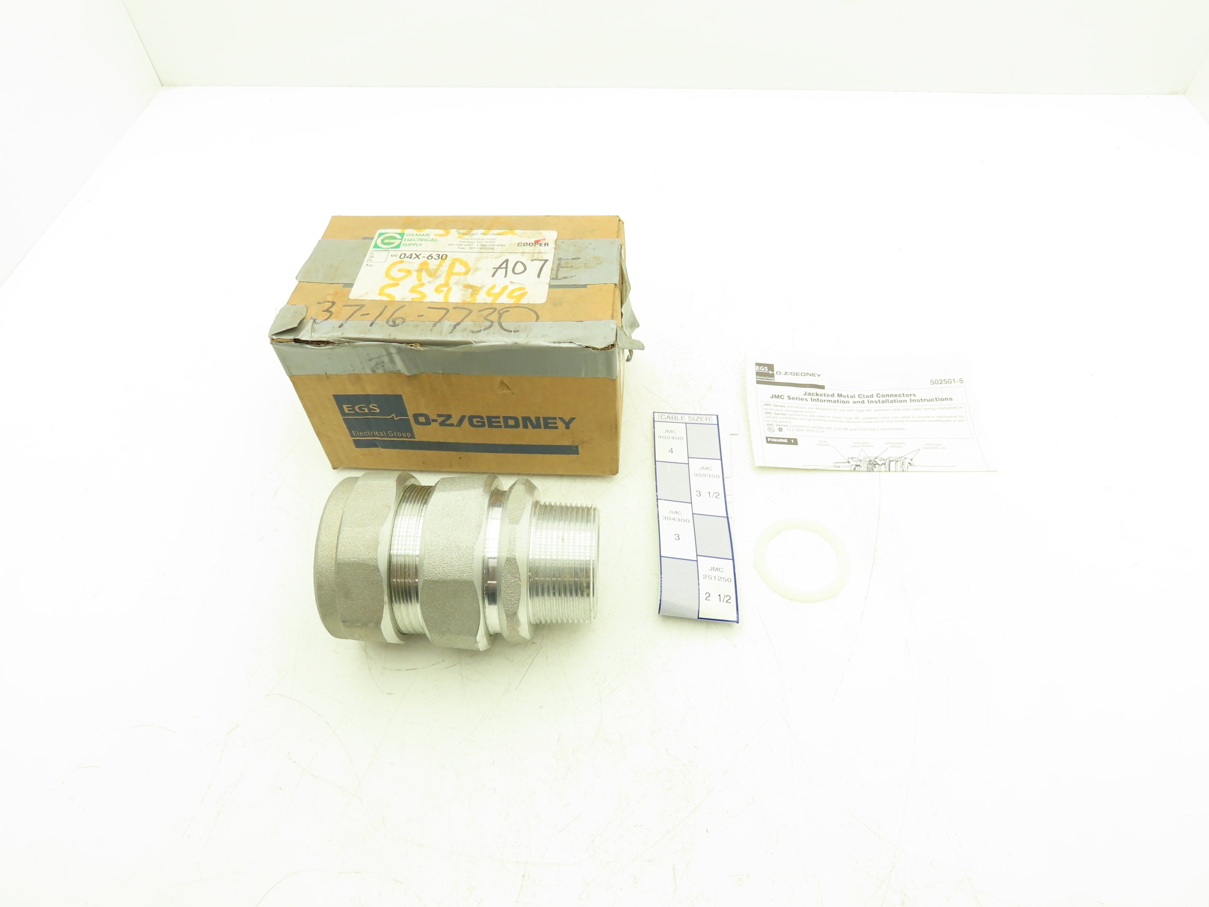 EGS JMC-251-250 Aluminum MC Corrugated Cable Connector 2.5" Straight O ...