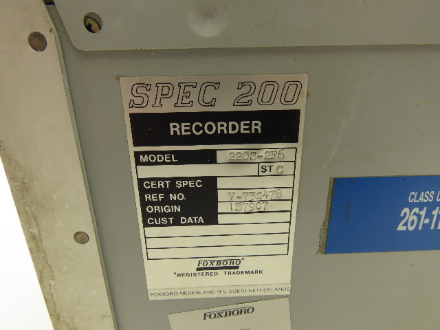 Foxboro 220S-2F6 SPEC 200 Analog Pressure Recorder Rack/Panel Mount Mo ...