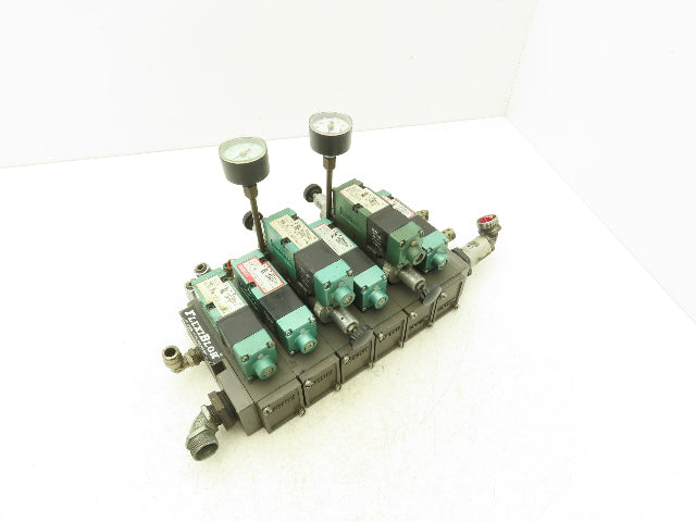 Numatics 6-Station FlexiBlok Manifold 120V Single Solenoid Valves ...