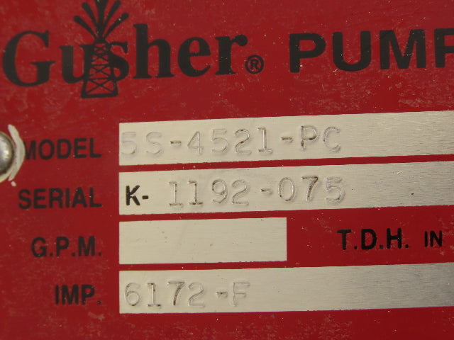 Gusher Pumps 5S-4521-PC Cast Centrifugal Pump 1/4Hp 3450rpm 208-230/46 ...