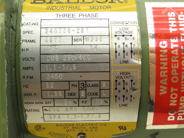 Gusher Pumps 5S-4521-PC Cast Centrifugal Pump 1/4Hp 3450rpm 208-230/46 ...