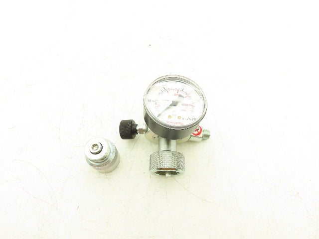 Hydac KI.1.6 Pressure Regulator & Gauge 3500 PSI Adapter/Coupler Inclu ...