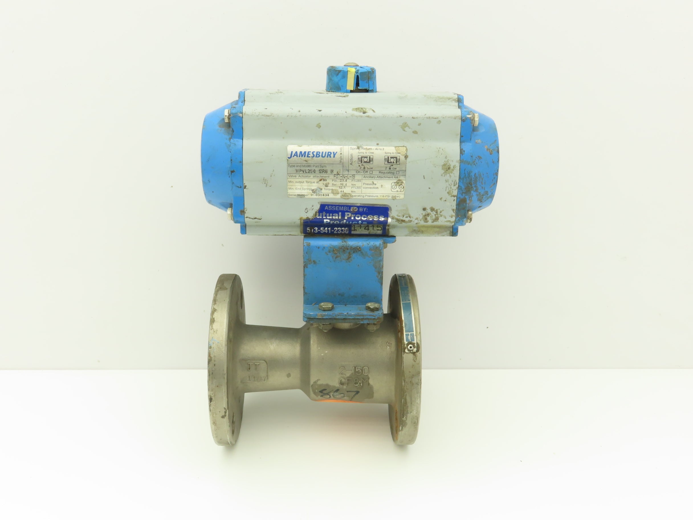 Jamesbury 2" 5150 31 3600 MT 316SS Ball Valve & Pneumatic Actuator VPV ...