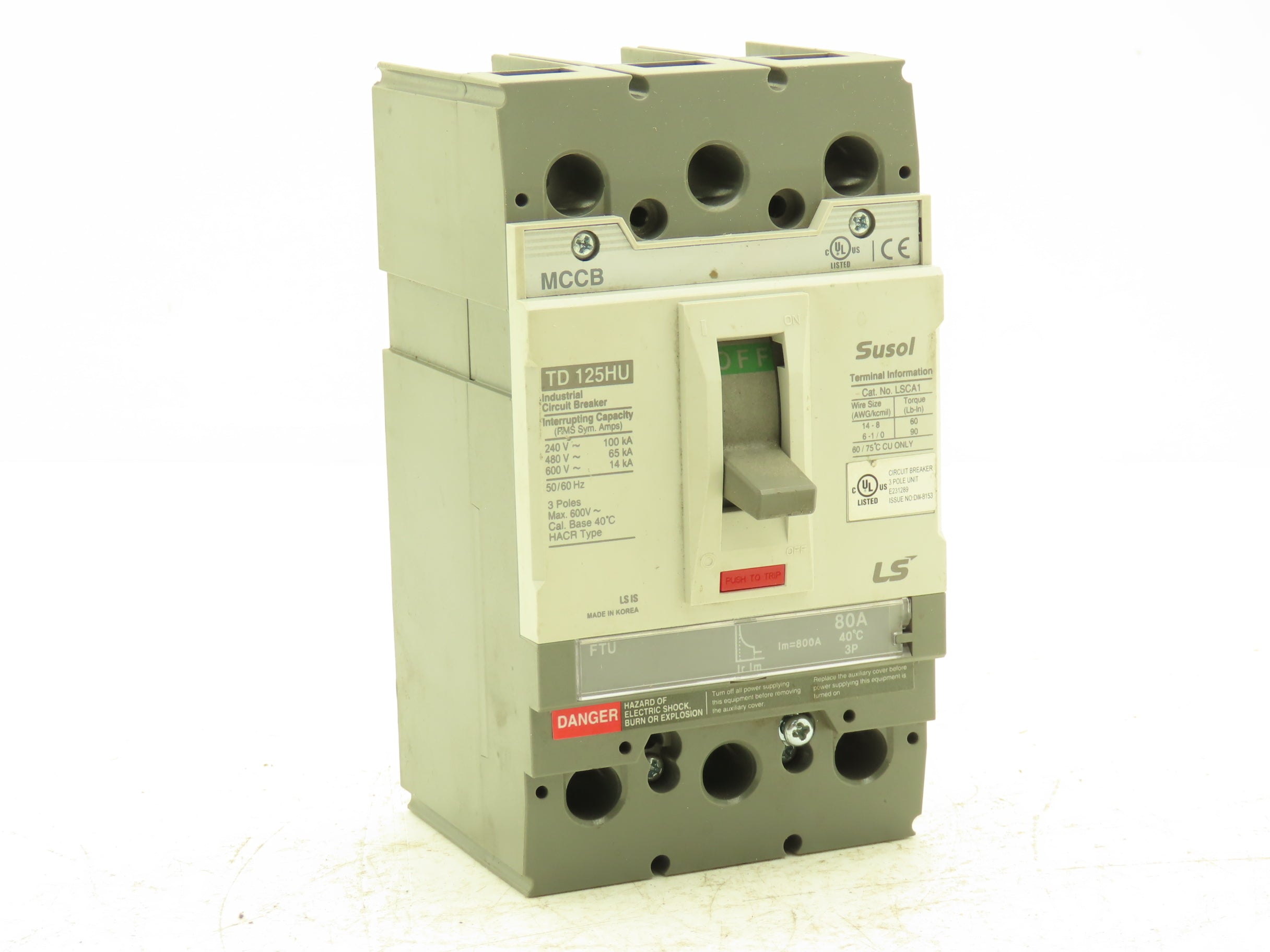 Susol TD 125HU-FTU 80A Circuit Breaker MCCB 3 Pole 80A 600V – ARROW ...