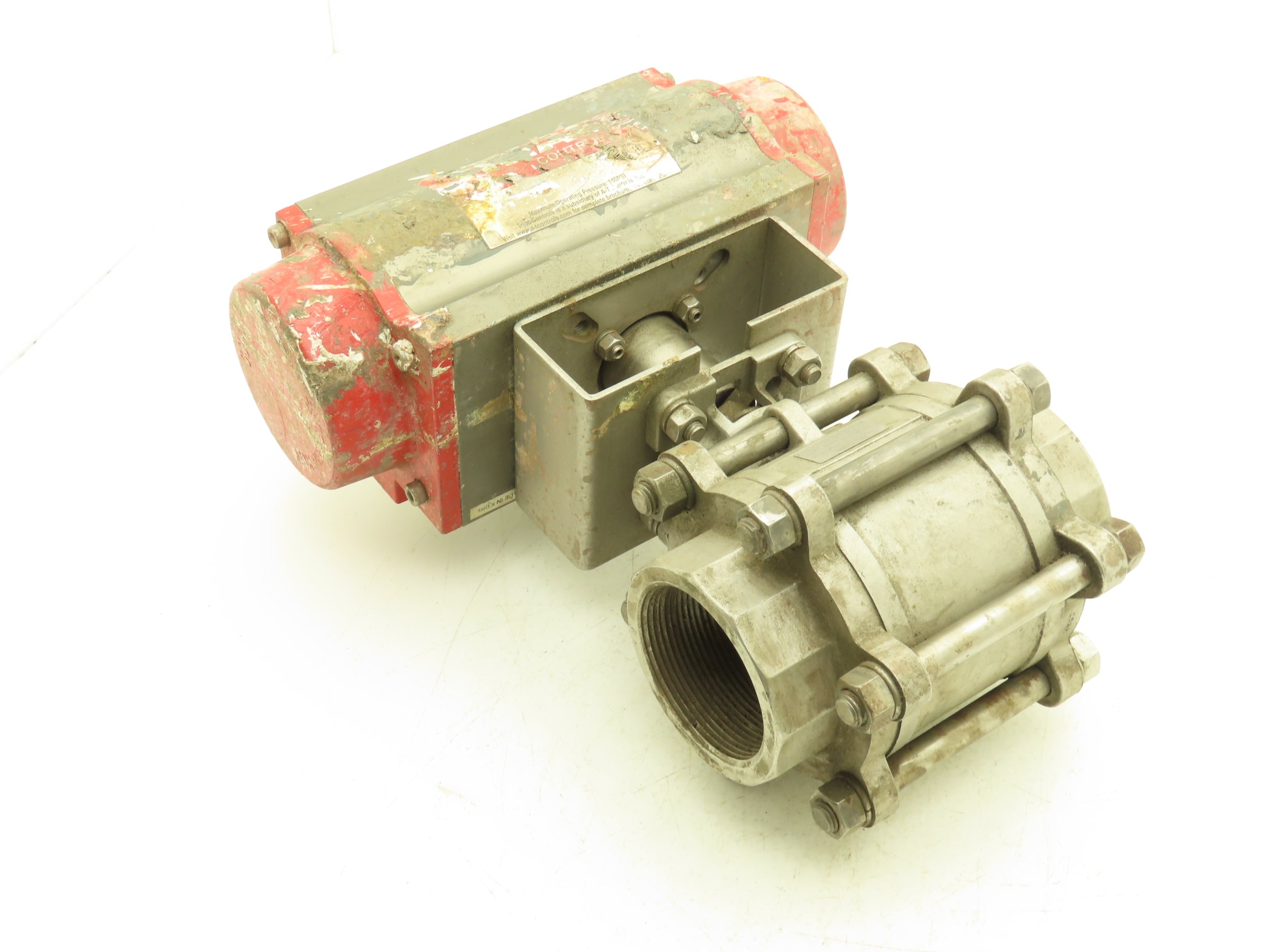 AT Controls 88 Series 3"NPT Stainless Ball Valve & Triac Pneumatic Act ...
