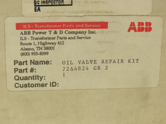 ABB Power T & D Co 72A4824 GR 2 Oil Valve Seal Repair Kit 5-5/8" Diame ...