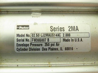 Parker Series 2MA Pneumatic Air Cylinder 2-1/2" Bore 2" Stroke 250PSI ...