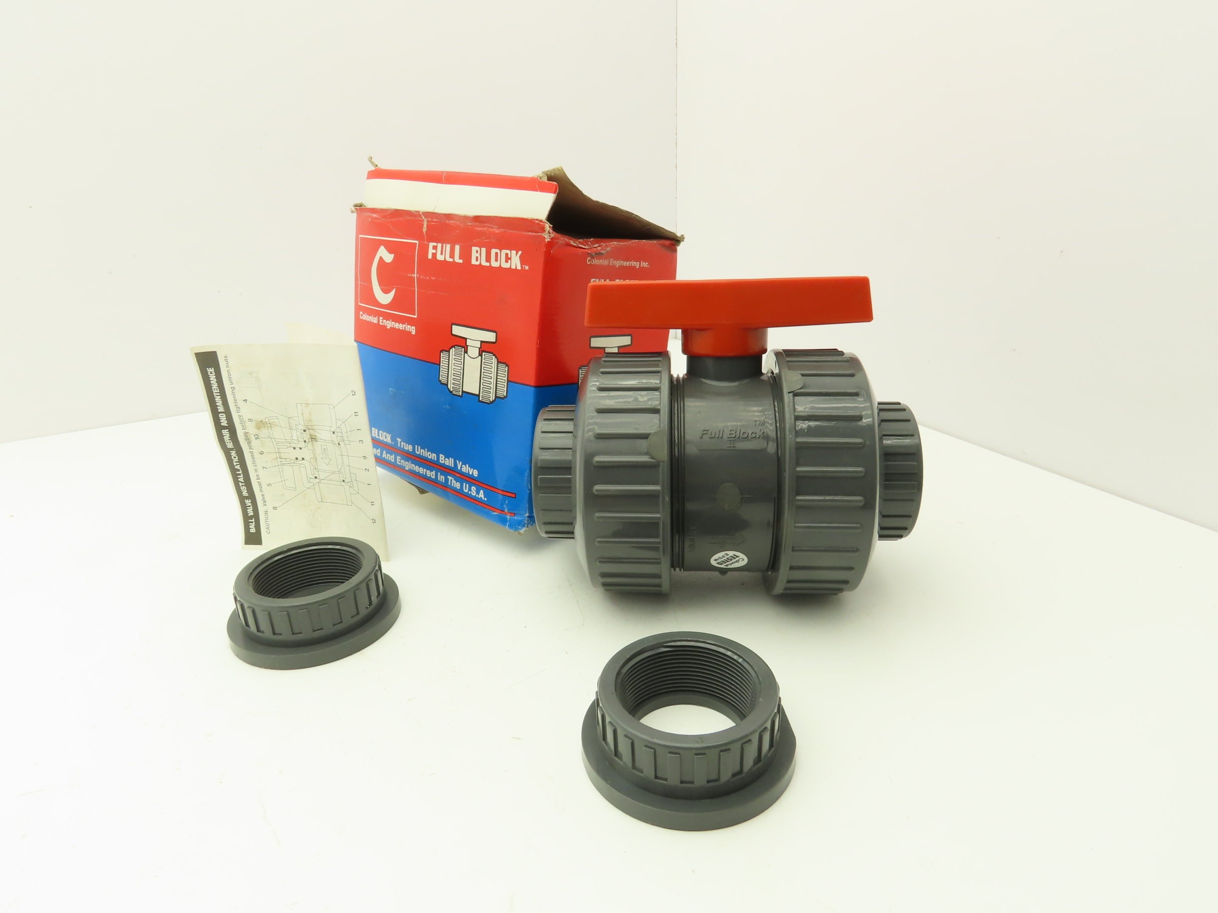 Colonial V20101N True Union Ball Valve 2" PVC EPDM Seat Threaded & Glu ...