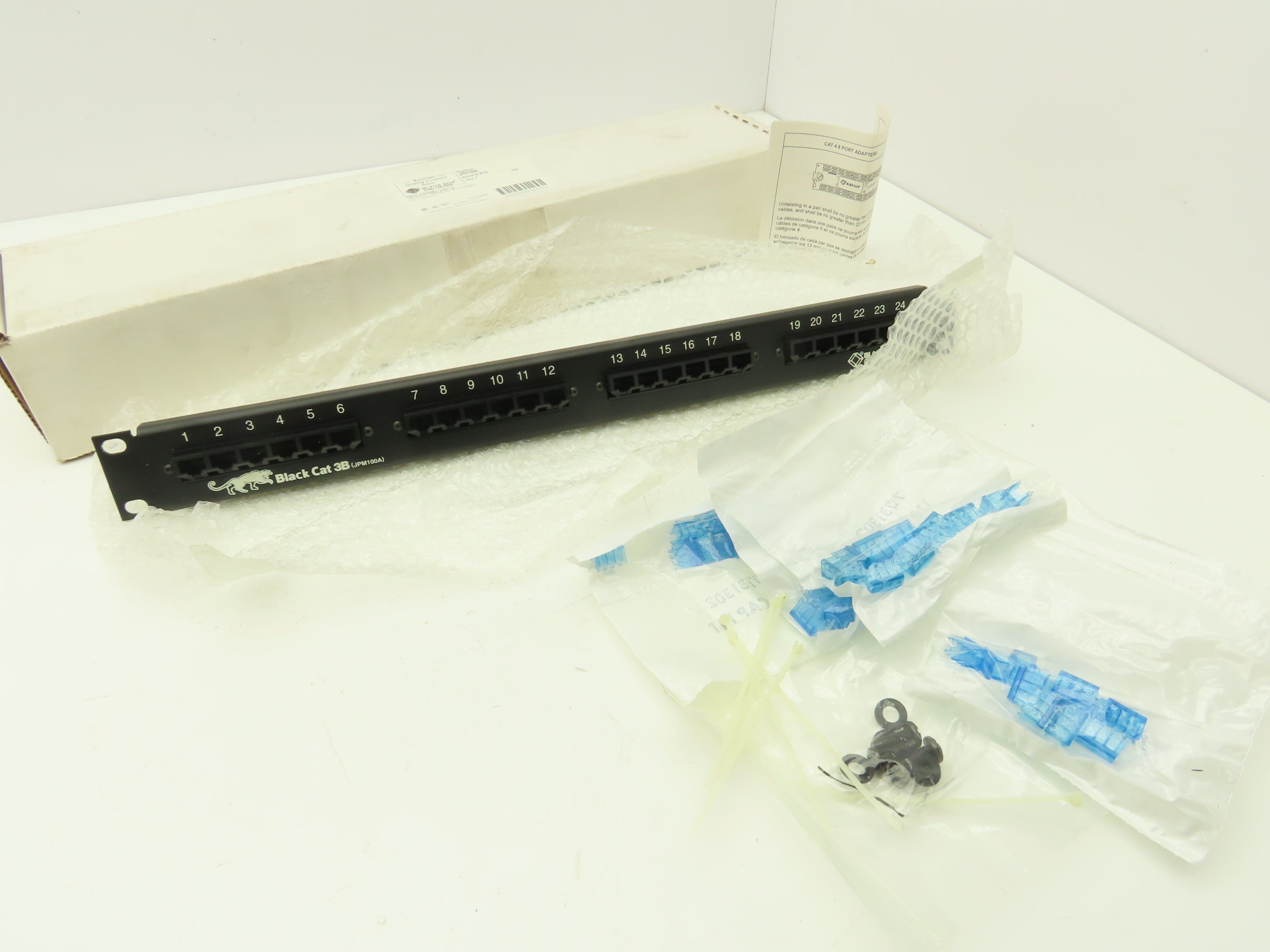 Black Box JPM100A Black Cat 3B Rack Mount Cat 3 Network Patch Panel 24 ...