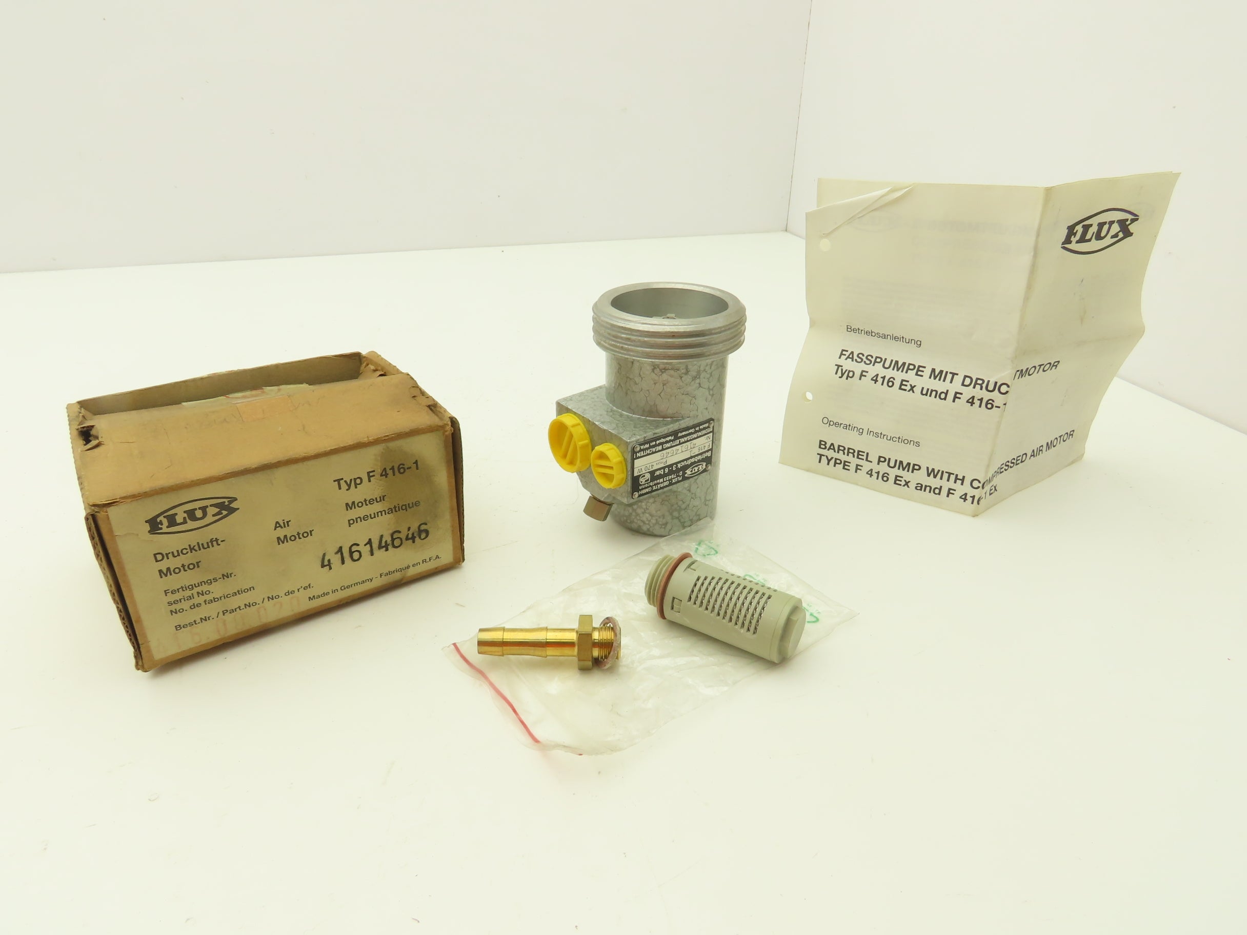 Flux F416-1 Pneumatic Air Motor 3-6 Bar Pmax Explosion Proof 10,000RPM ...