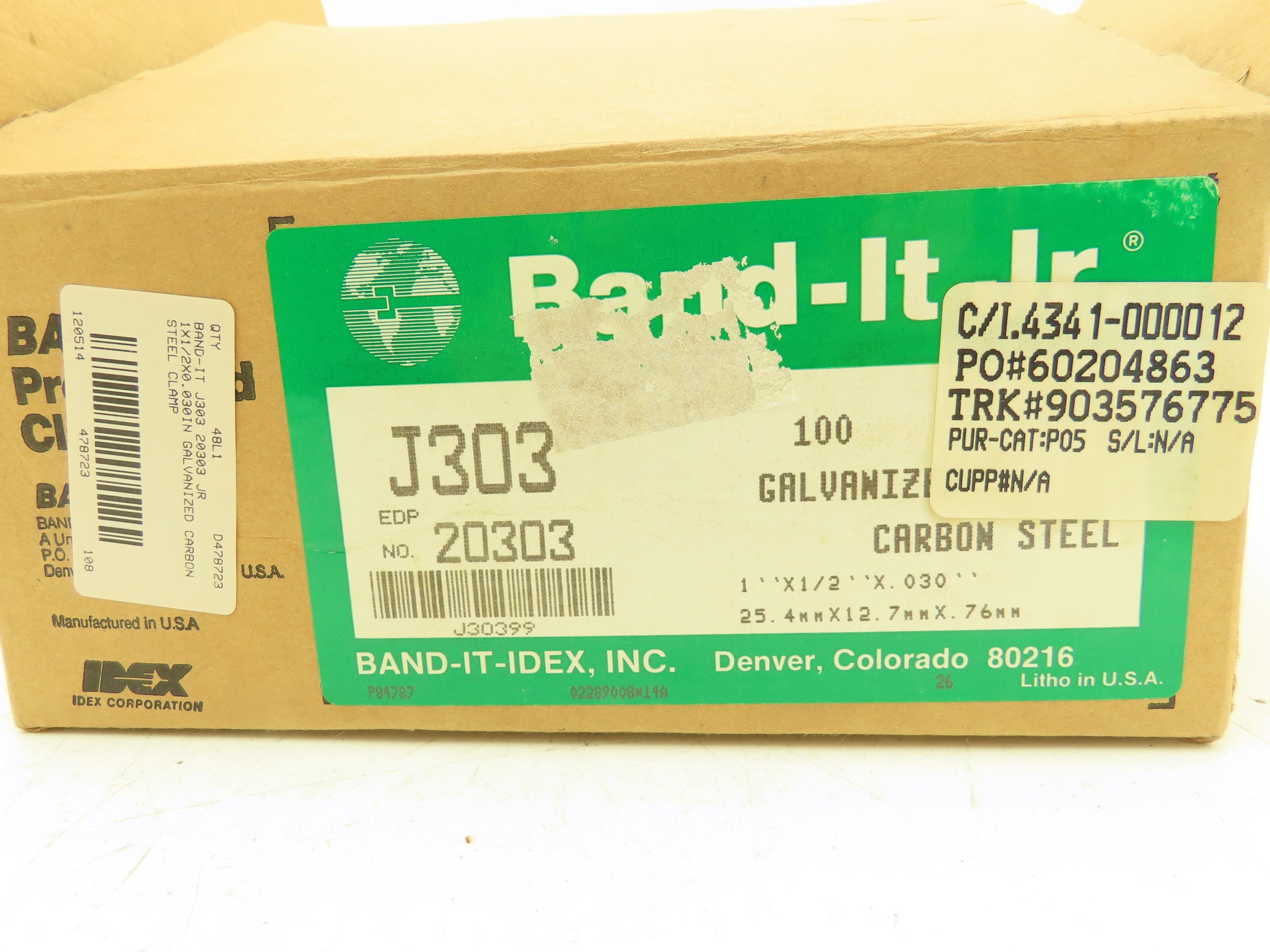 Band-It Idex J303 Galvanized Carbon Steel Clamps Box of 100 Clamps ...