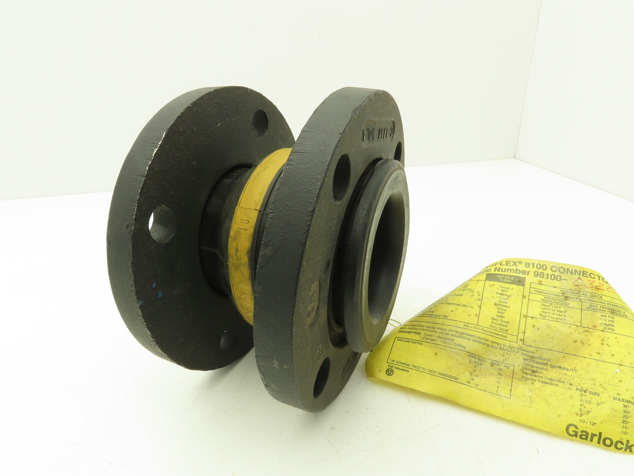 Garlock Garflex 98100-0320 3" Flanged Rubber Expansion Joint 4-Bolt 81 ...