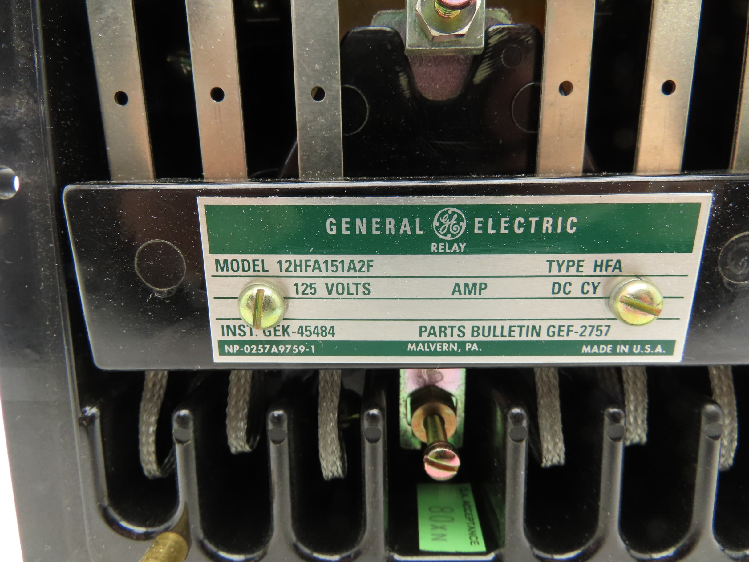General Electric 12HFA151A2F Relay 125V DC Type HFA w/ Broken Casing ...