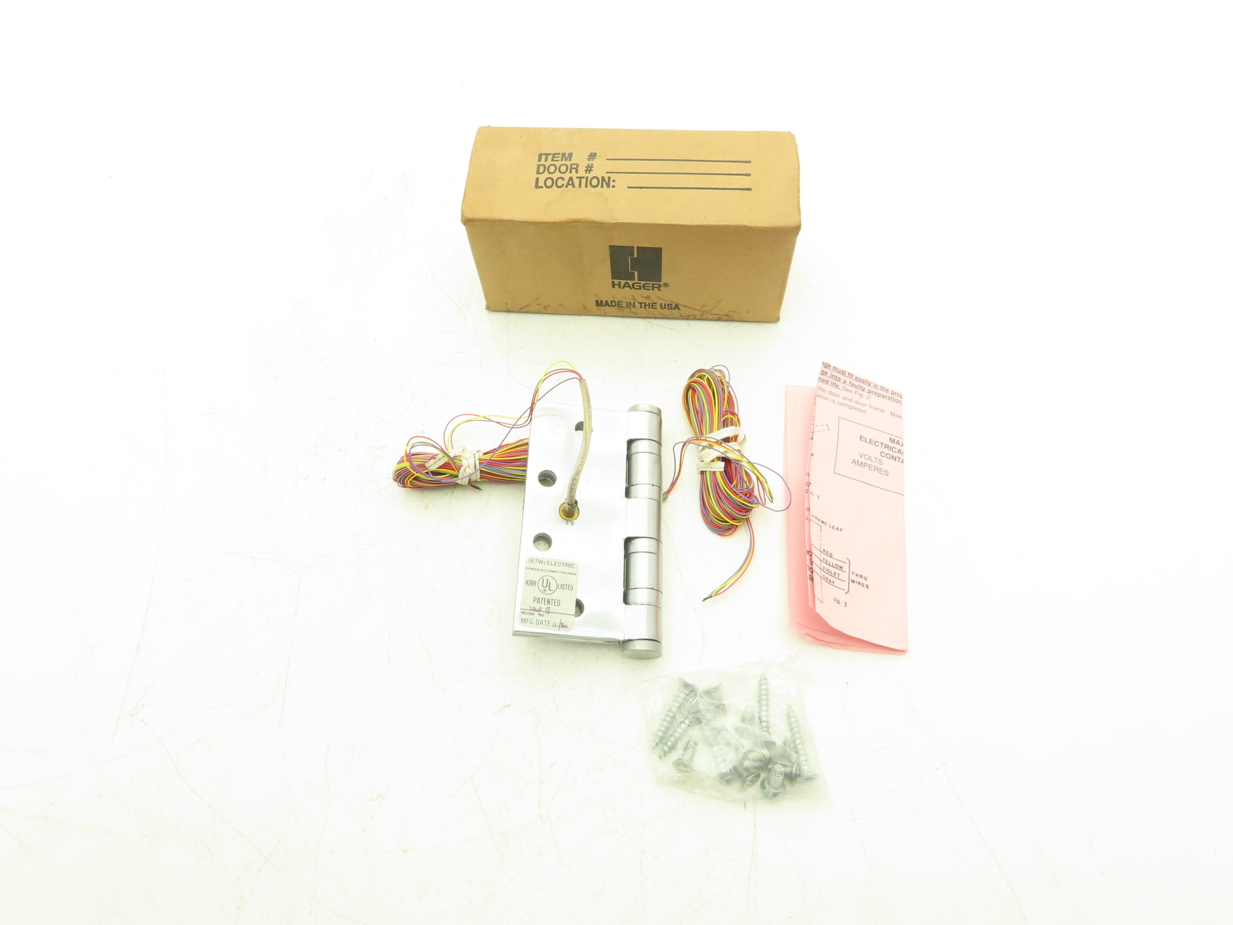 Hager US26D Concealed Electric Hinge Max 48VDC/AC 1.A 4.5" x 4.5" Stee ...