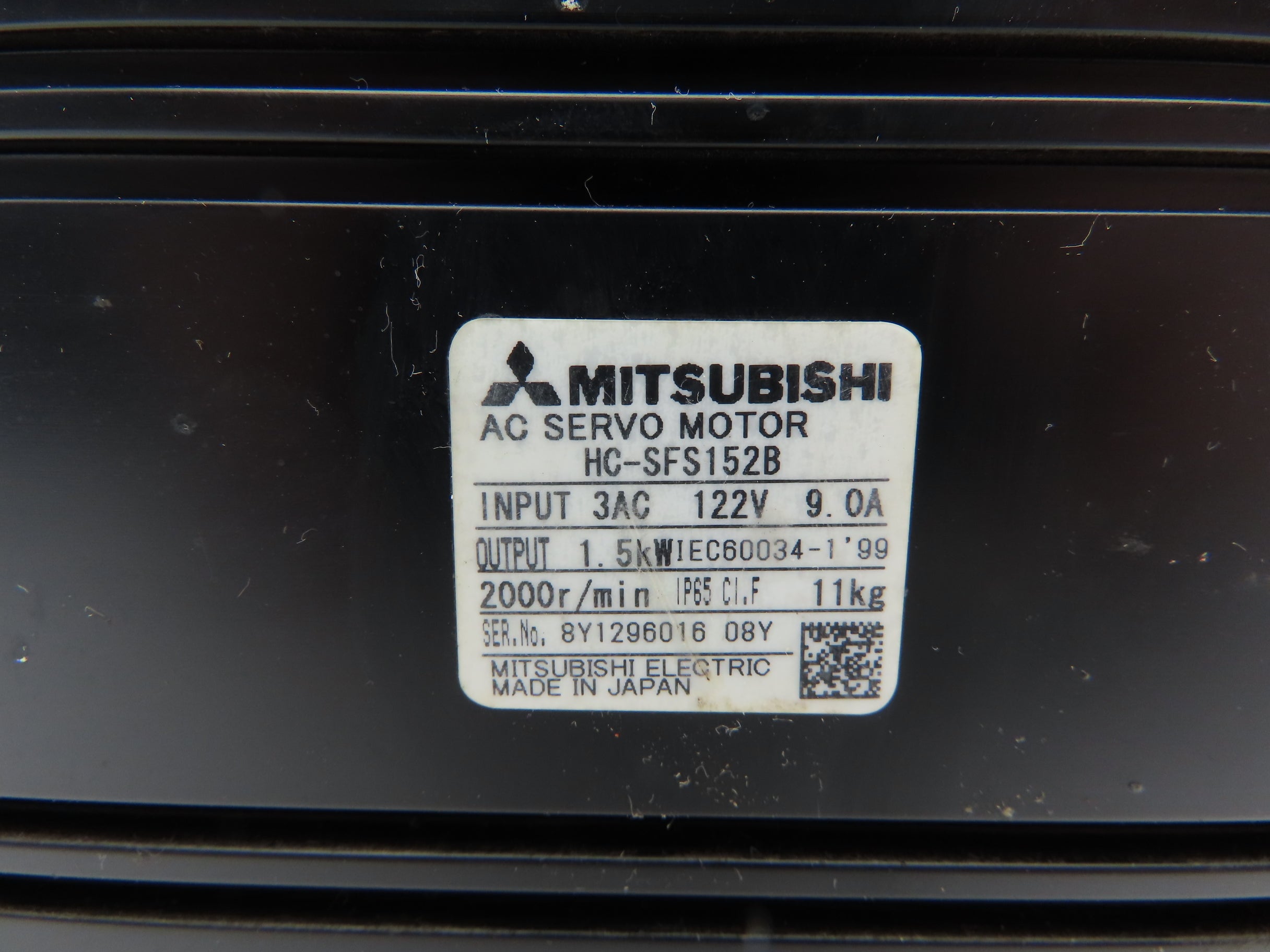 Mitsubishi HC-SFS152B AC Servo Motor 1.5kw 122V 3PH 2000rpm W/Encoder ...