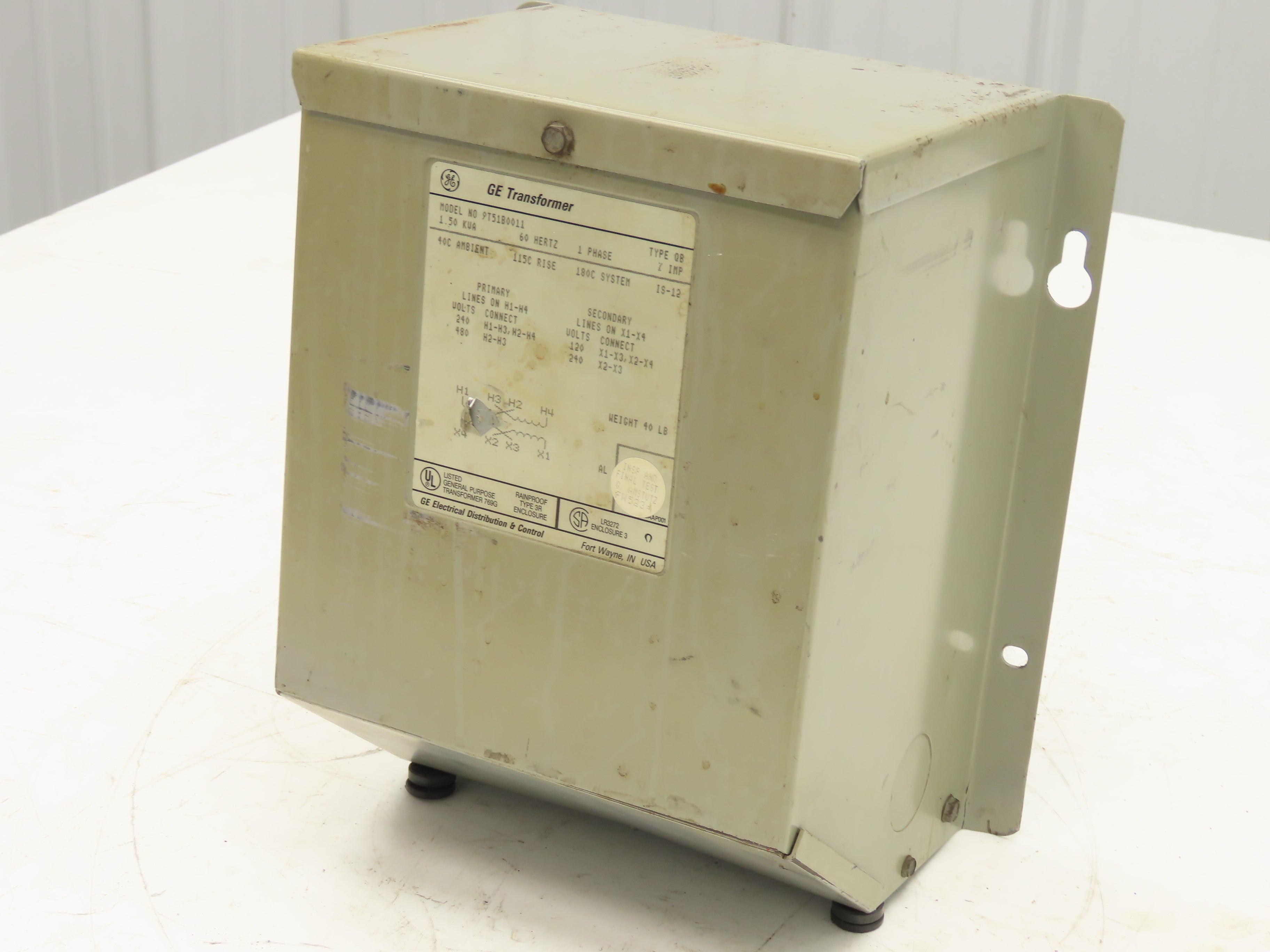 GE General Electric 9T51B0011 Transformer 1.5kva HV 240/480V LV 120/24 ...