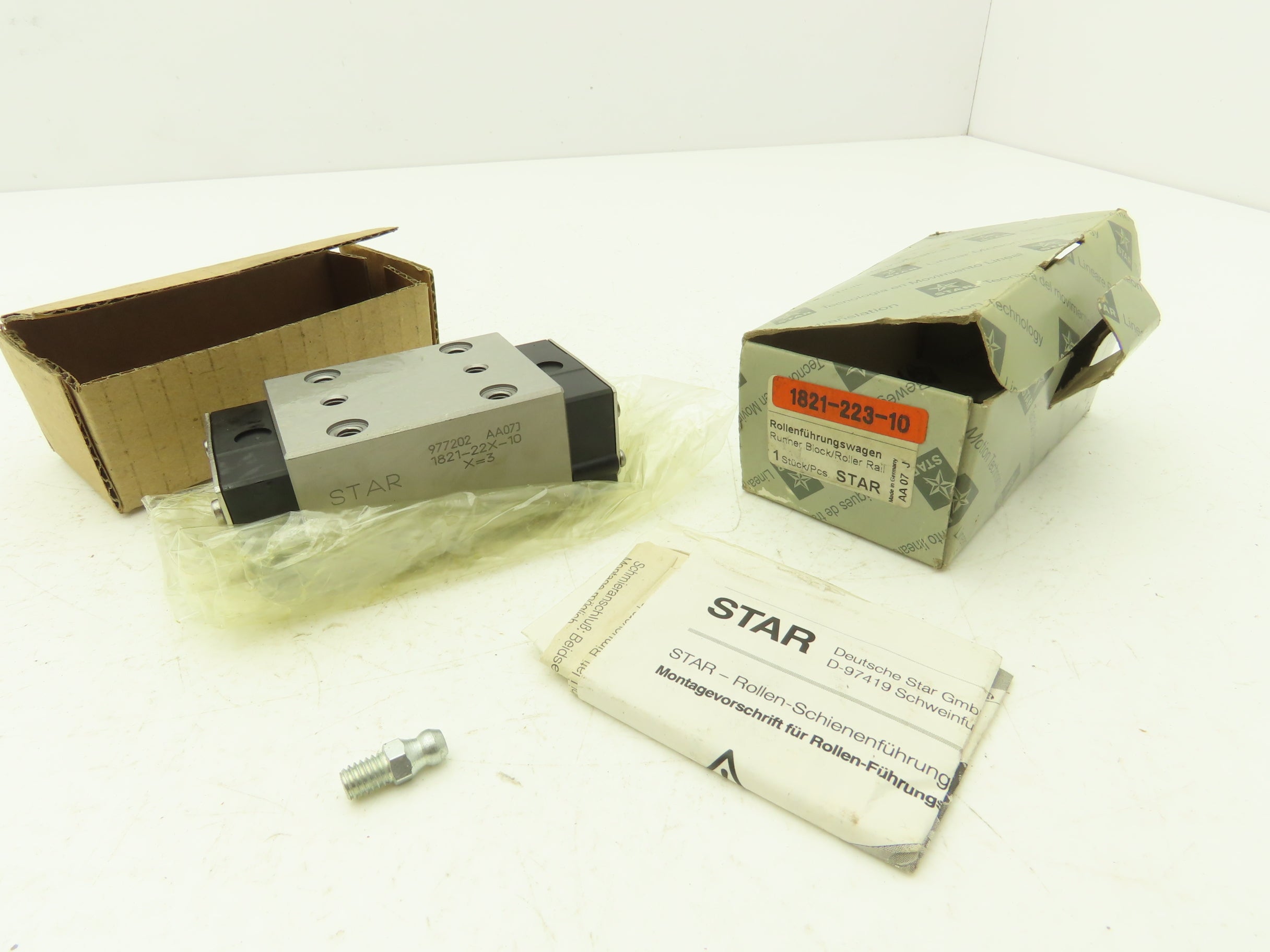 Star Rexroth 1821-223-10 Ball Bearing Runner Linear Rail Block 1821-22 ...