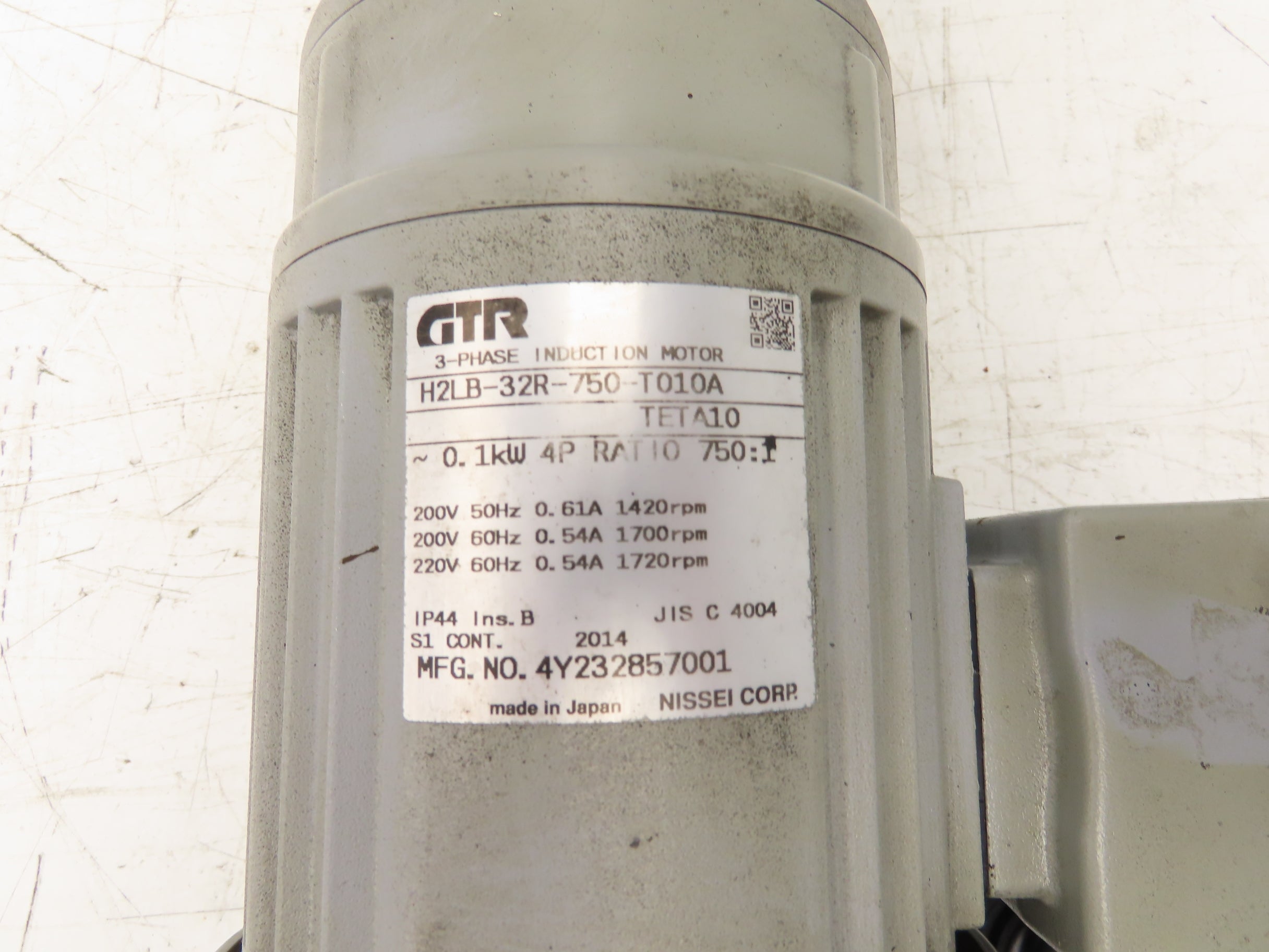 GTR Nissei H2LB-32R-750-T010A Gearmotor 750:1 Ratio 0.1kw 2.3rpm 220V ...