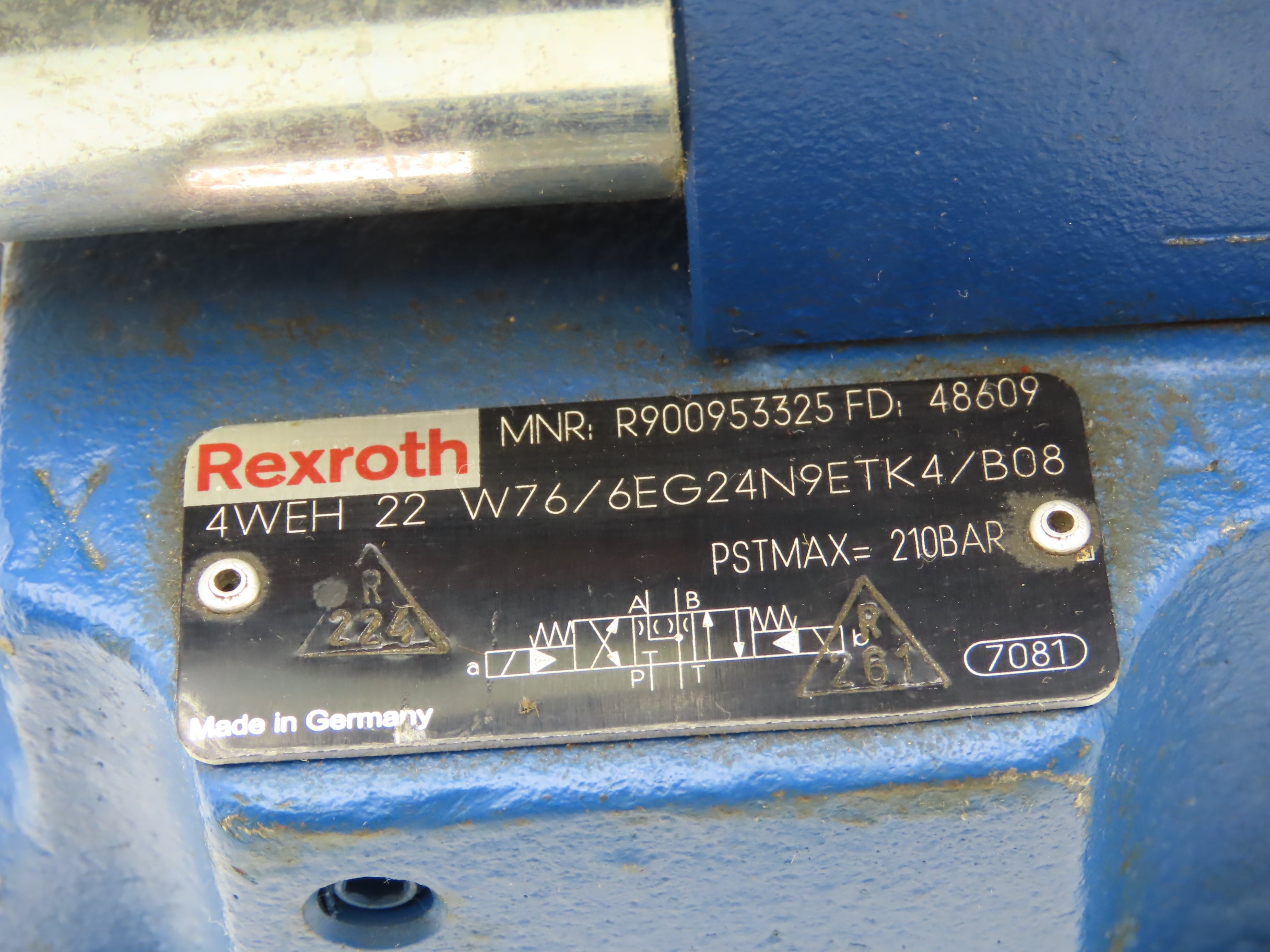 Rexroth 4WEH22W76/6EG24N9ETK4/B08 Directional Spool Valve 24VDC 1.25A ...