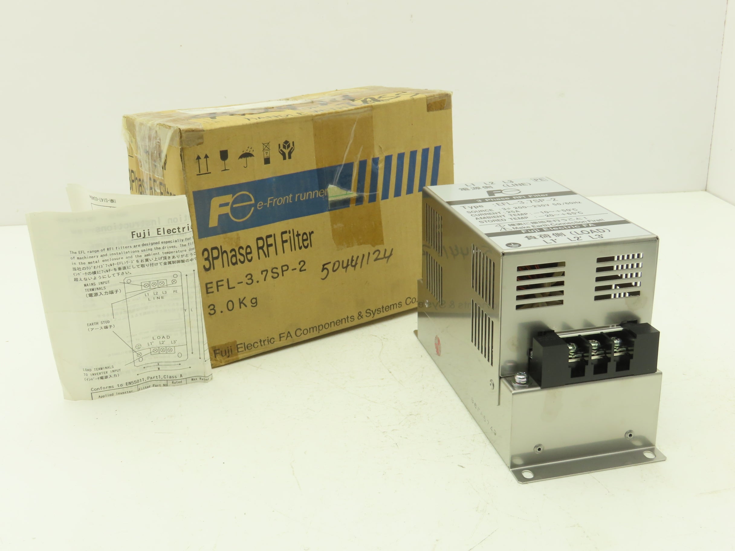 Fuji Electric EFL-3.7SP-2 3Ph RFI Line Filter Input 200-230VAC 50/60Hz ...
