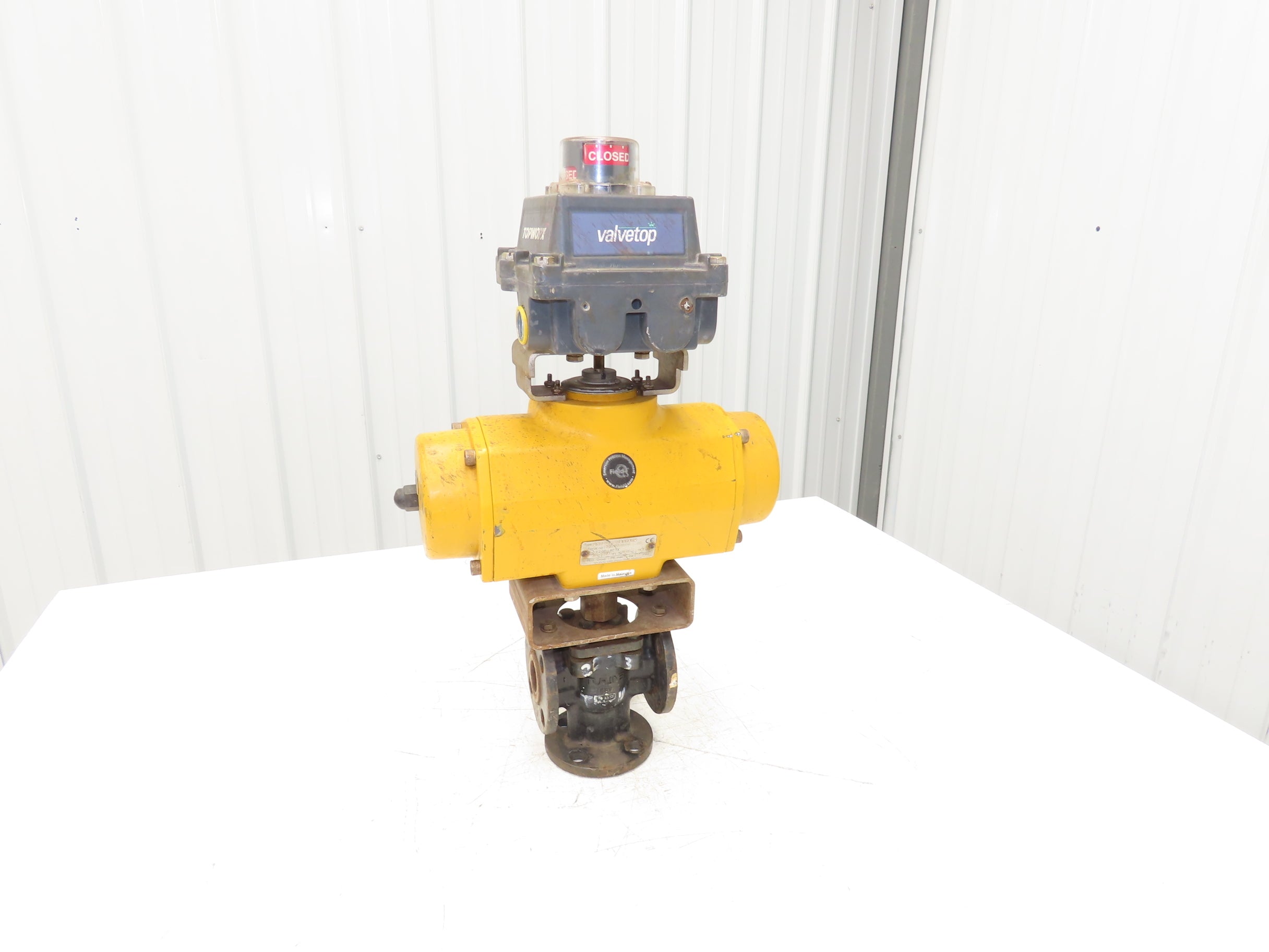 Tufline 037D 1" Flanged 3-Way Plug Valve w/Pneumatic Actuator & Positi ...