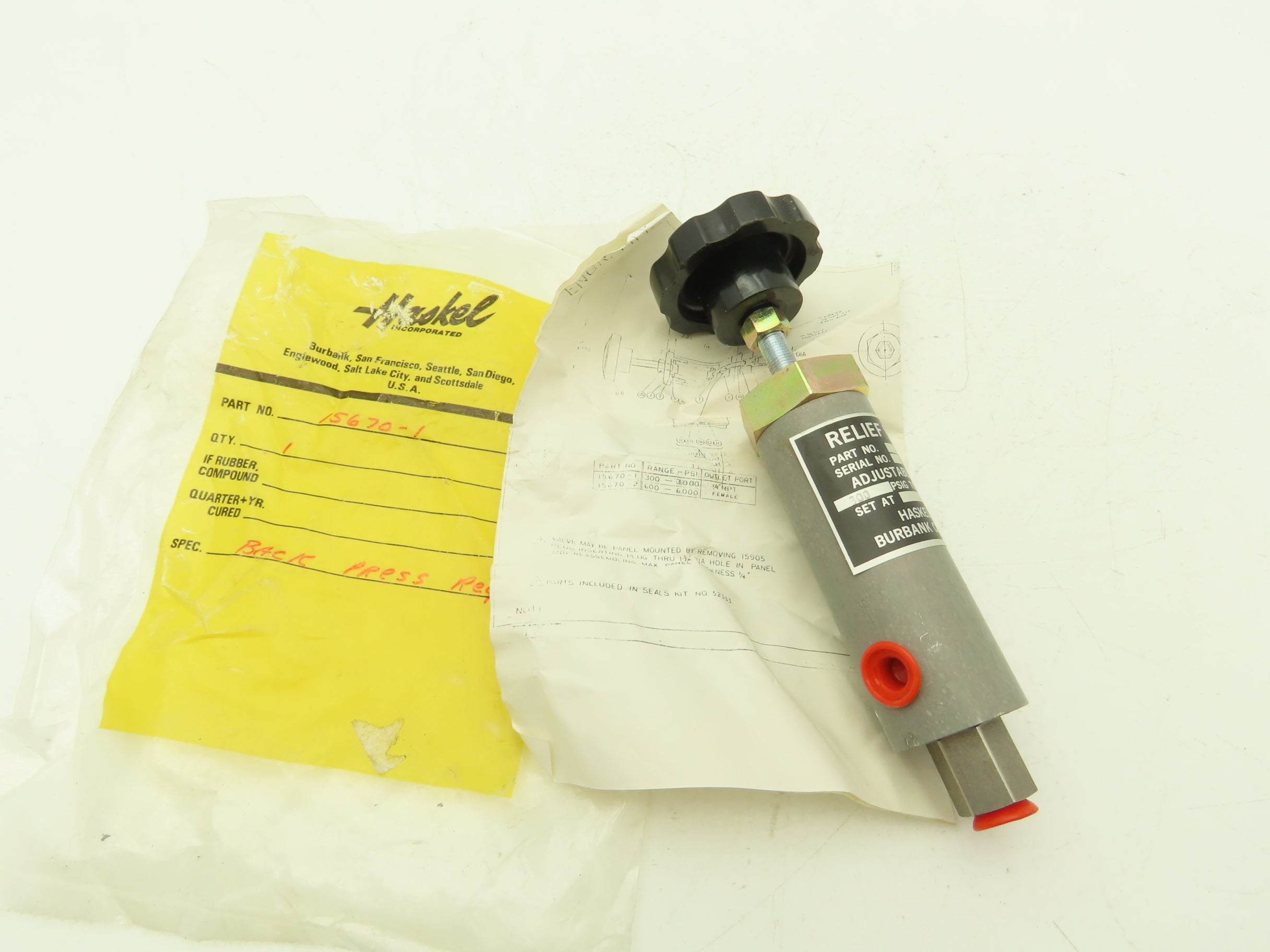Haskel Relief Valve 300-3000 PSIG 1/4" Flared Fittings – ARROW ...