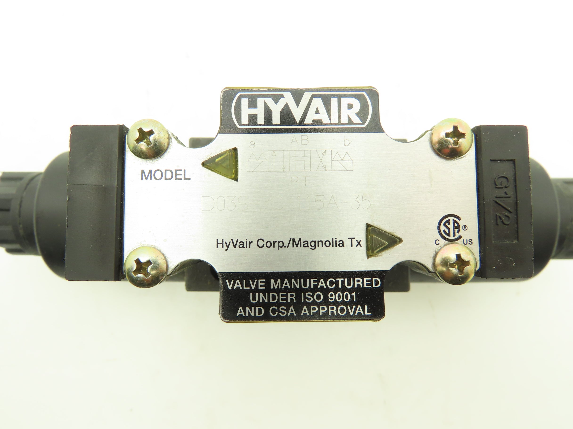 Hyvair D03S-2C-115A-35 Directional Valve Solenoid 3 Pos Spring Center ...