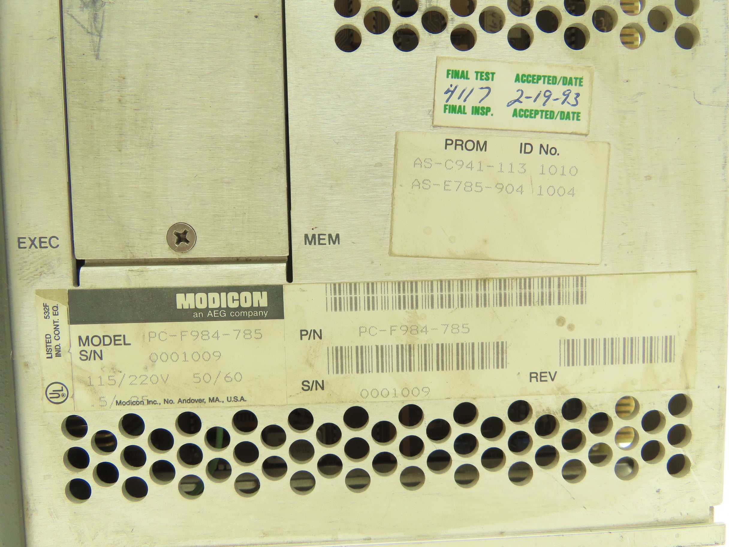 Modicon AEG PC-F984-785 PLC Programmable Controller I/O Module 115/220 ...