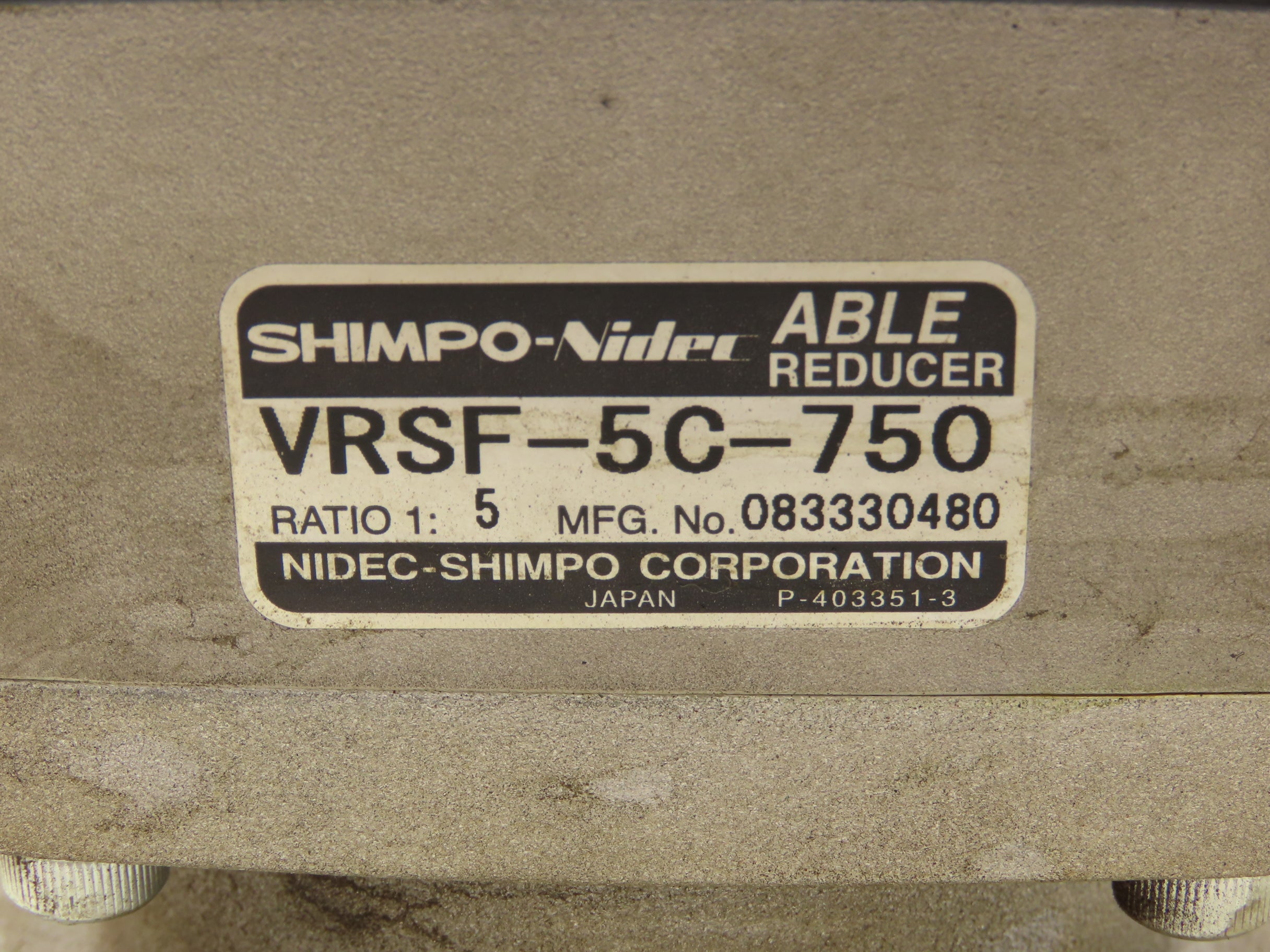 Shimpo-Nidec VRSF-5C-750 Able Planetary Reducer 5:1 Ratio Inline Servo ...