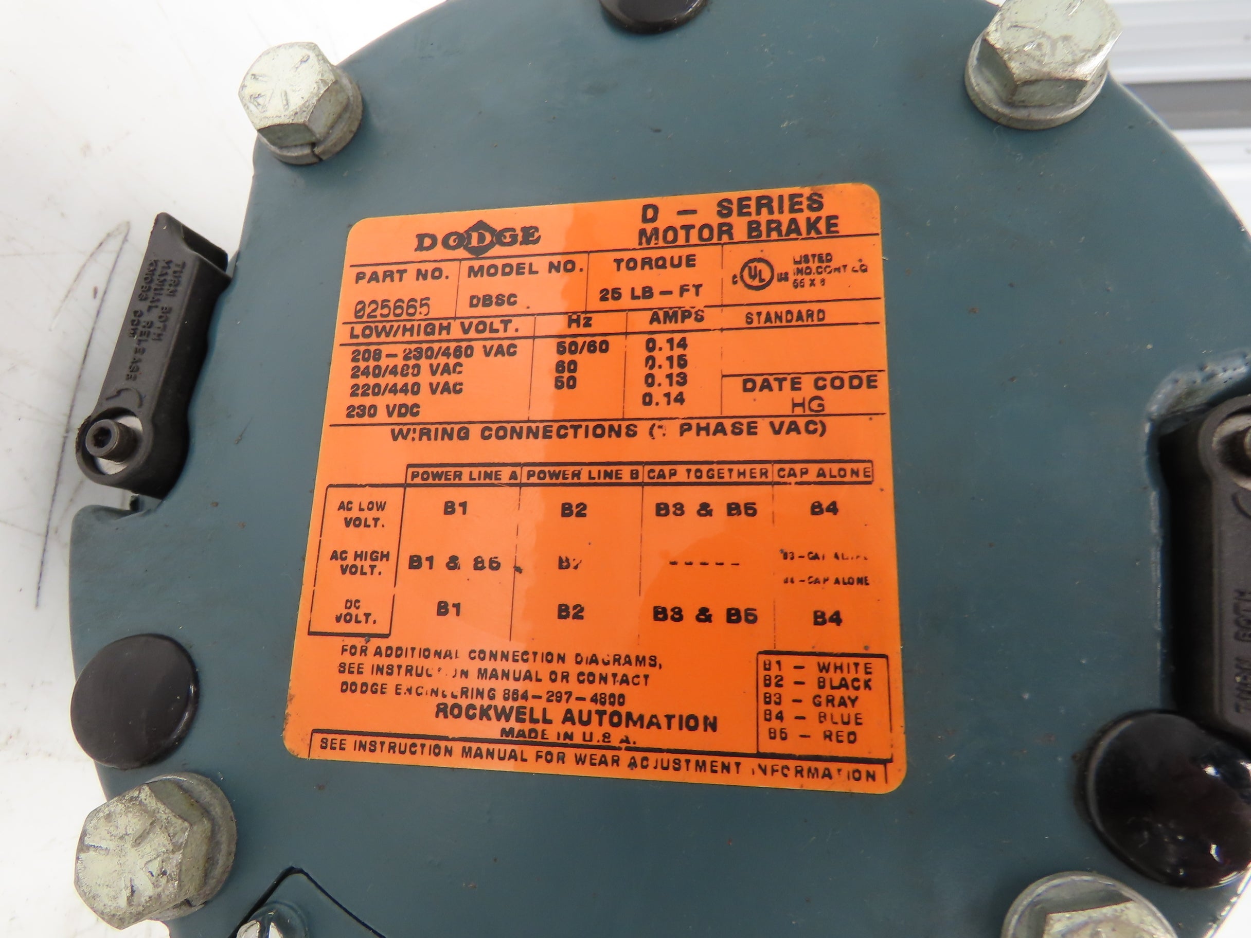 Reliance Electric P18G3941B Dodge DBSC Brake Motor 5Hp 1745rpm 460V 3P ...