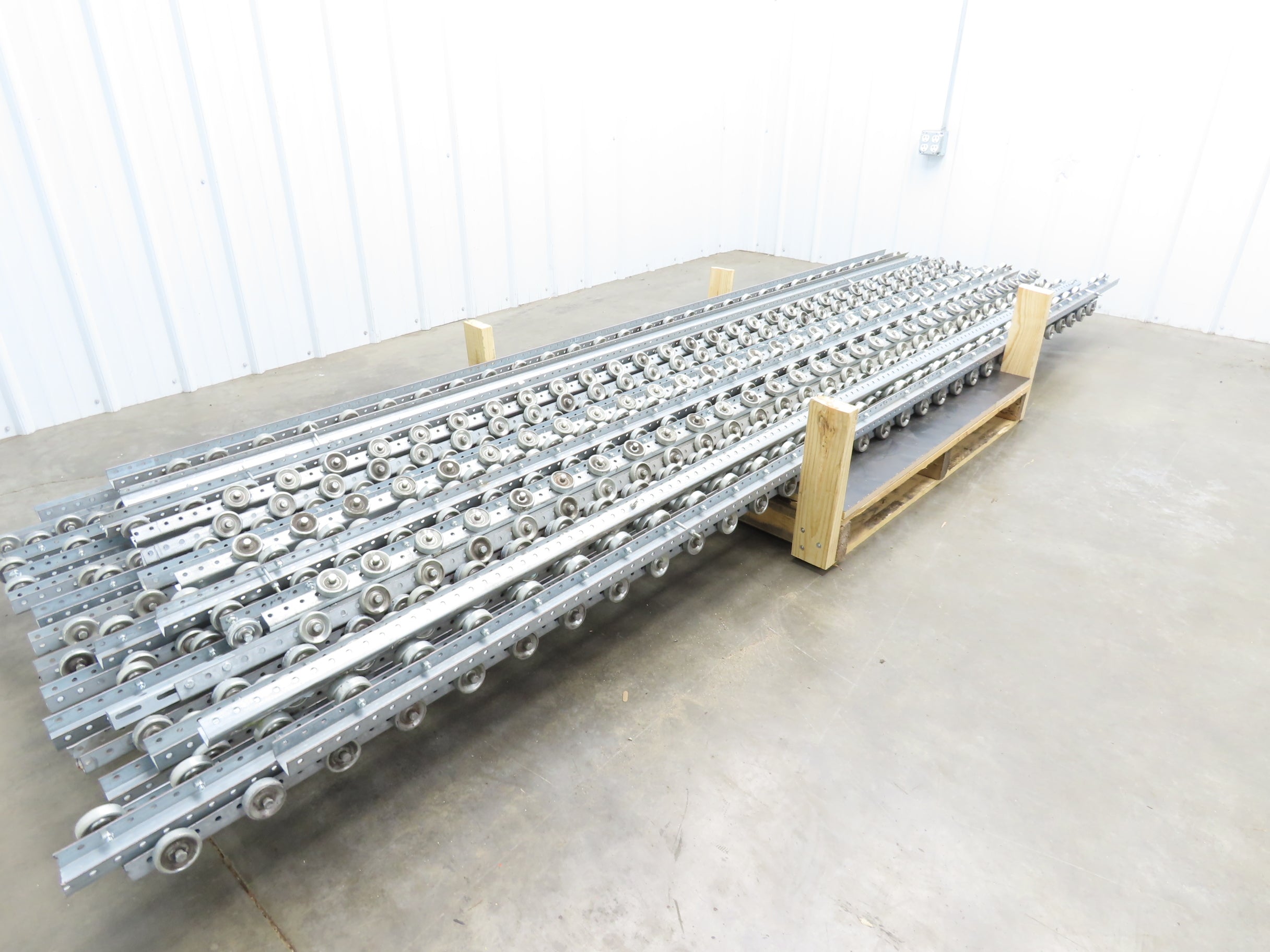 10'-11' Pallet Rack Flow Rail Skate Wheel Conveyor Track C-Channel Lot ...
