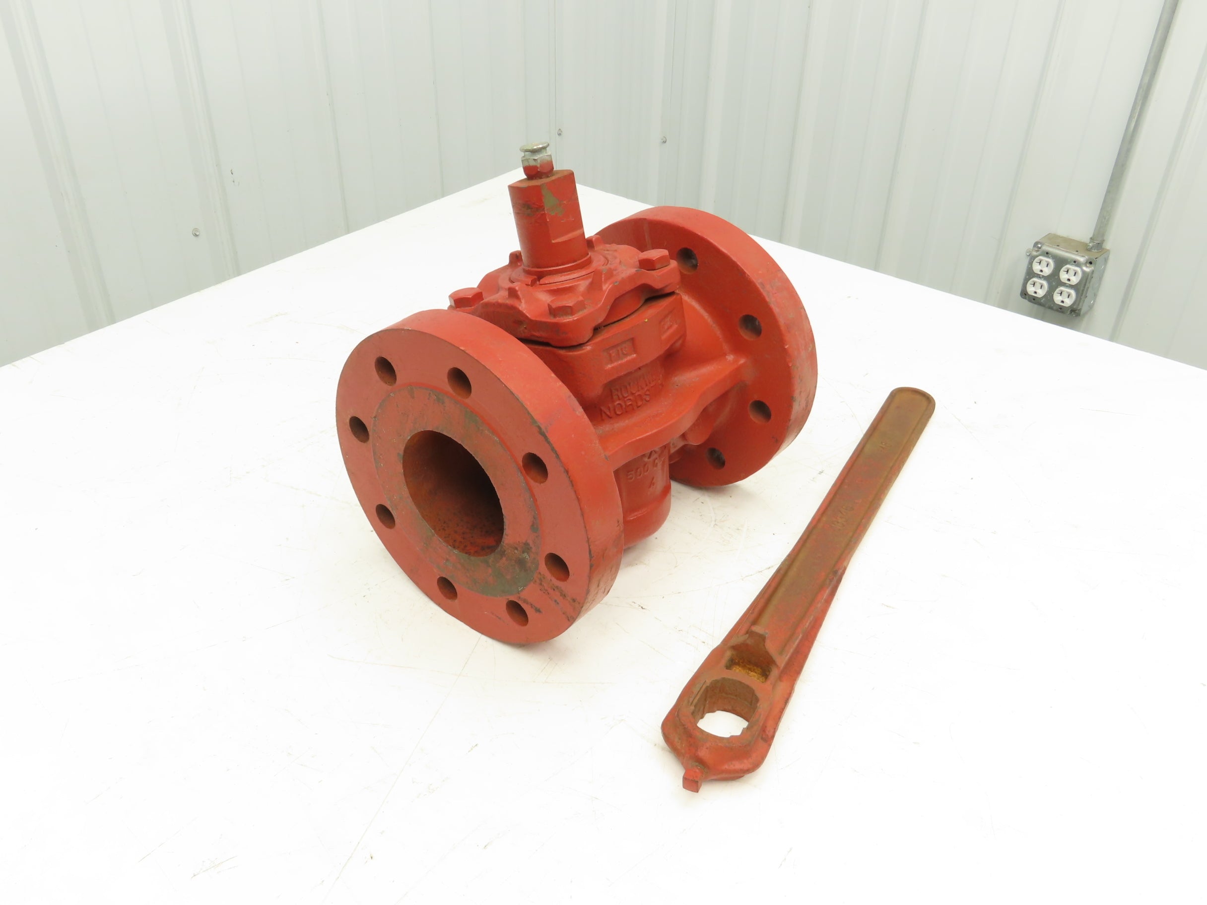 Rockwell Nordstrom 500 CWP 4 Plug Valve 4" Cast Iron 10" Flange 8 Hole ...