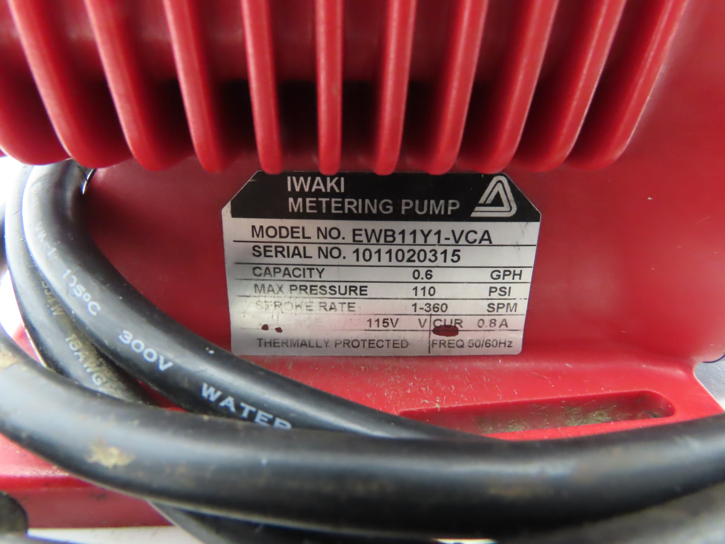 IWAKI EWB11Y1-VCA Peristaltic Dosing Pump Adjustable 0.6 GPH 110 PSI 1 ...