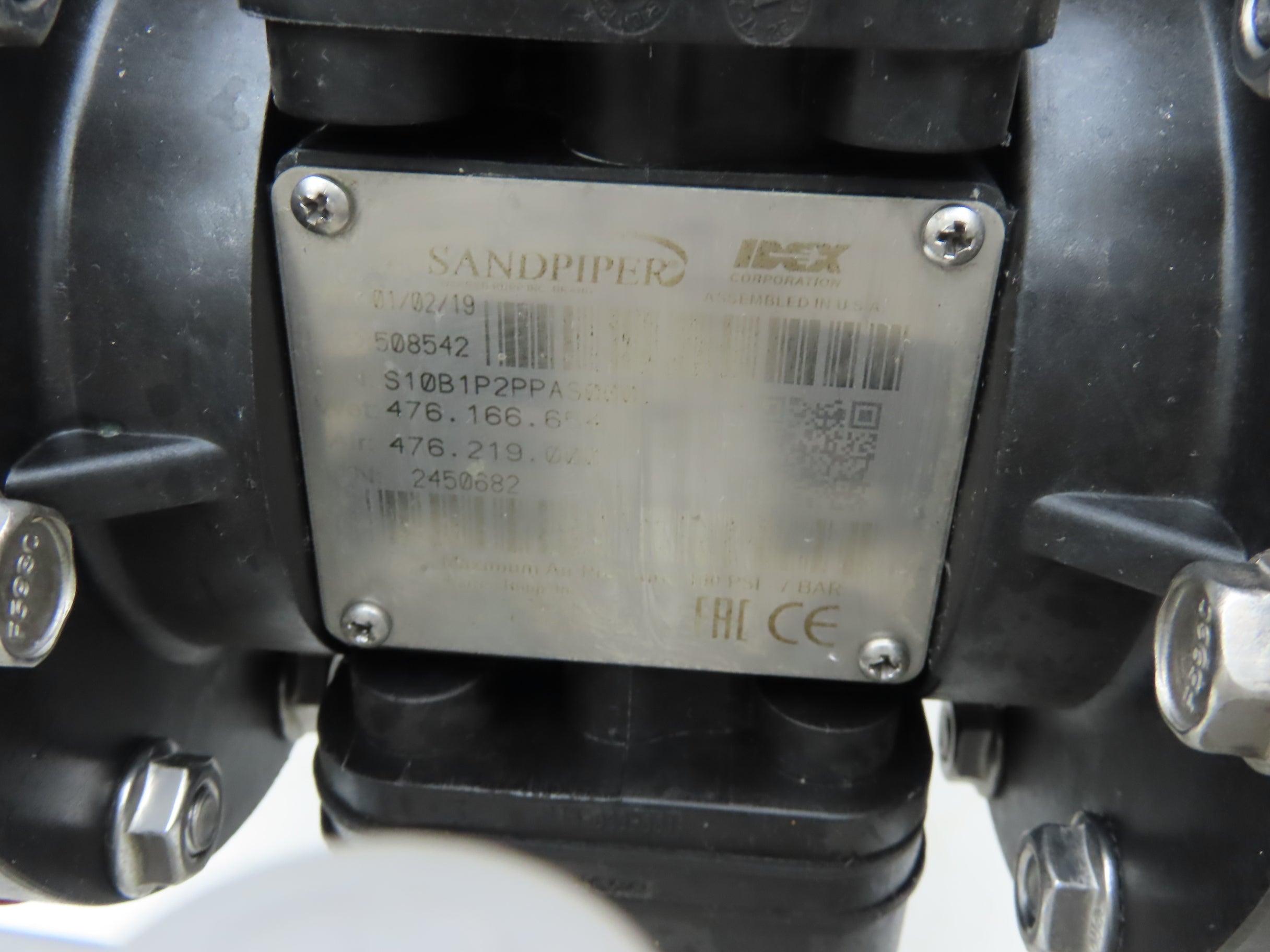 Sandpiper S10B1P2PPAS000 Pneumatic Diaphragm Air Pump 1" Non-Metallic ...