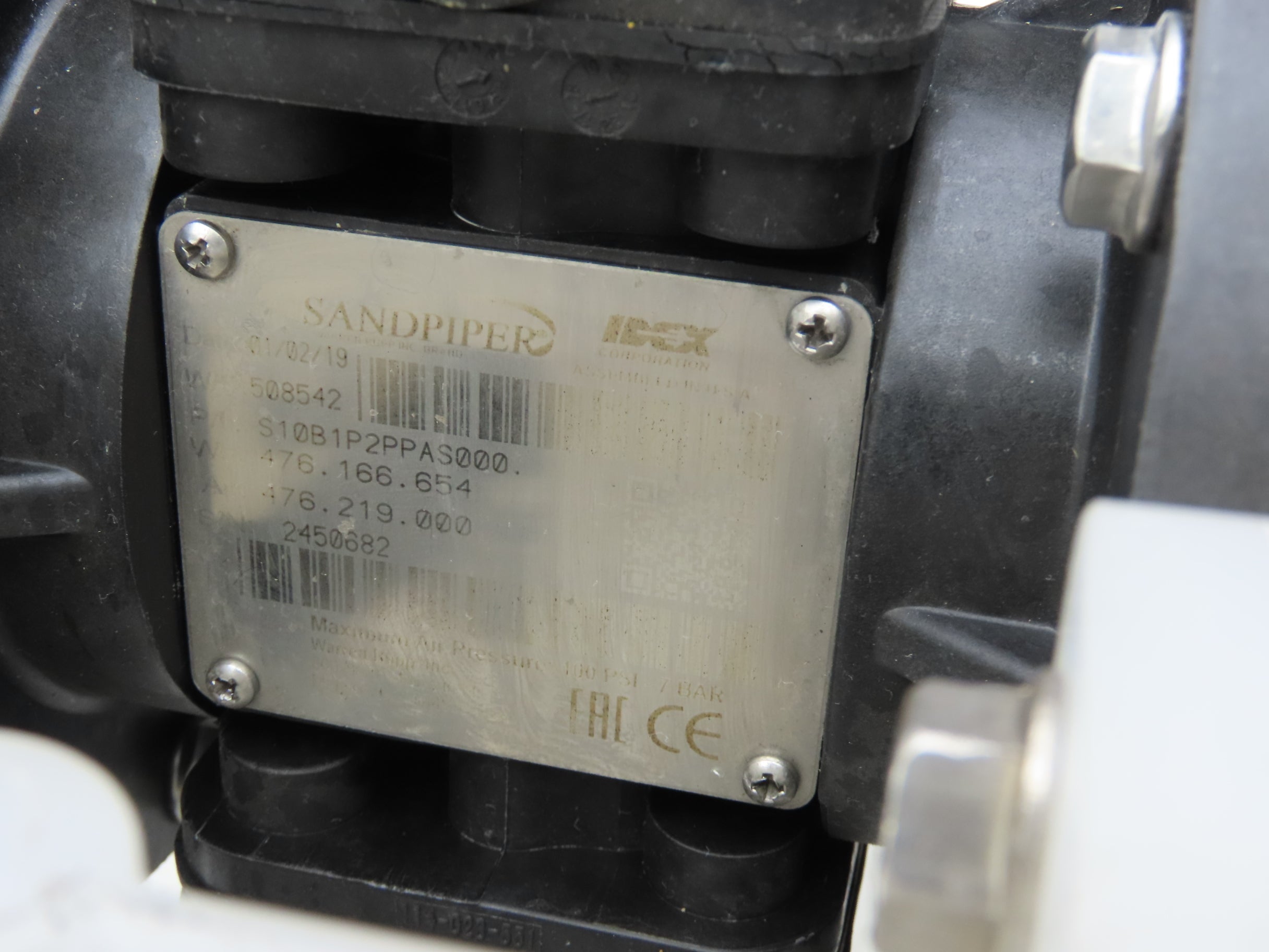 Sandpiper S10B1P2PPAS000 Pneumatic Diaphragm Air Pump 1" Non-Metallic ...