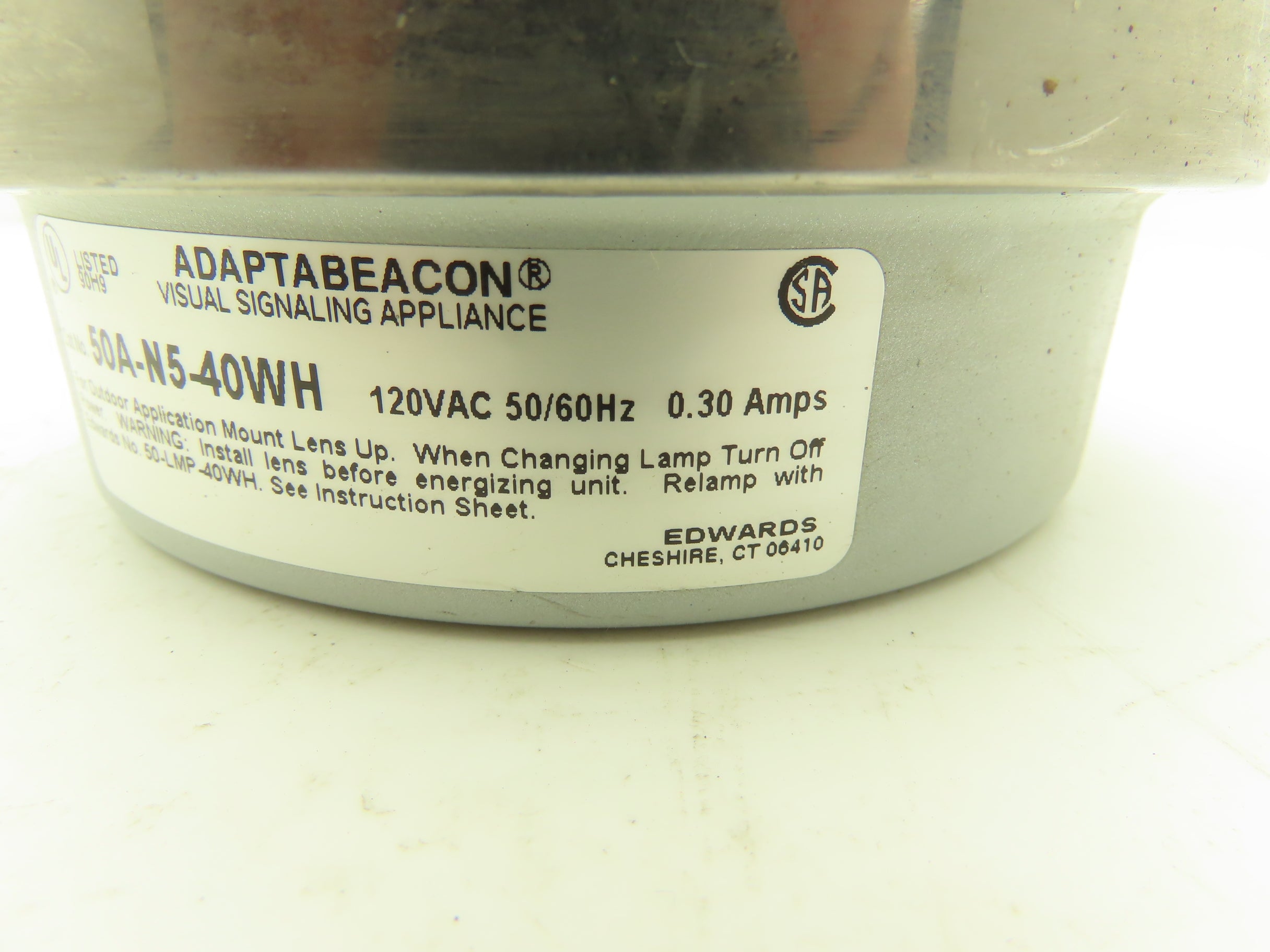Edwards 50A-N5-40WH Adaptabeacon Amber Signaling Warning Light Base 6 ...