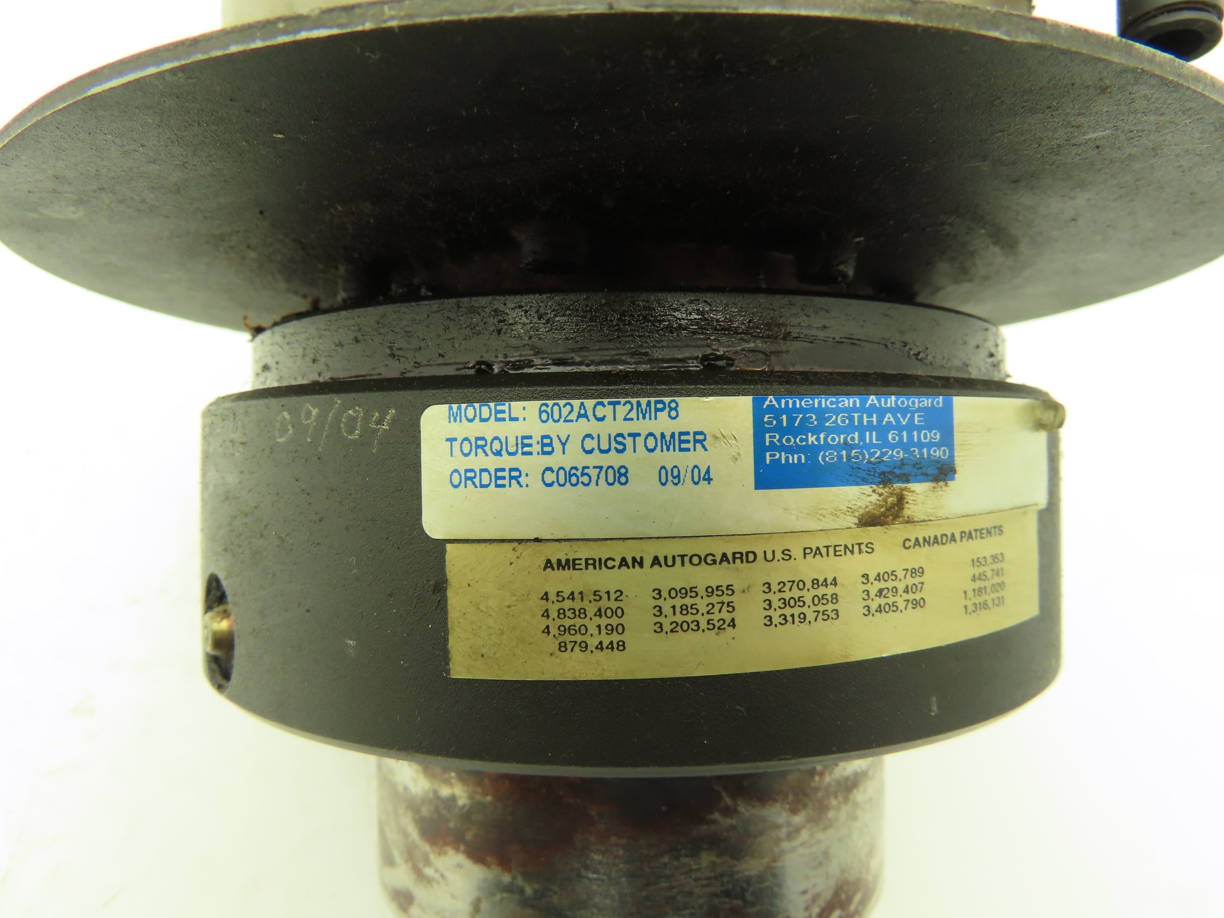 American Autogard 602ACT2MP8 Pneumatic Torque Limiter Clutch Brake 1-1 ...