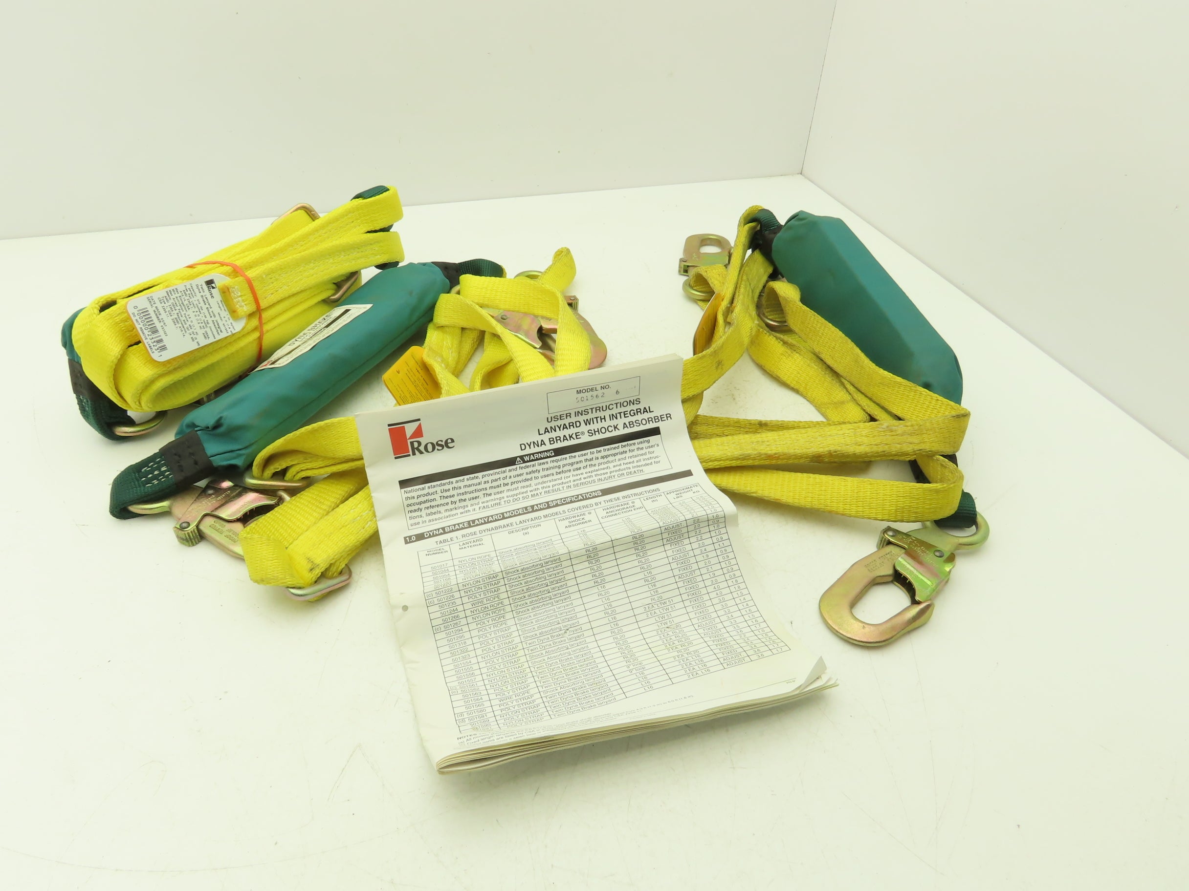 MSA Rose 501562 Twin Lanyard with Dyna Brake Shock Absorber 6Ft Lot of ...