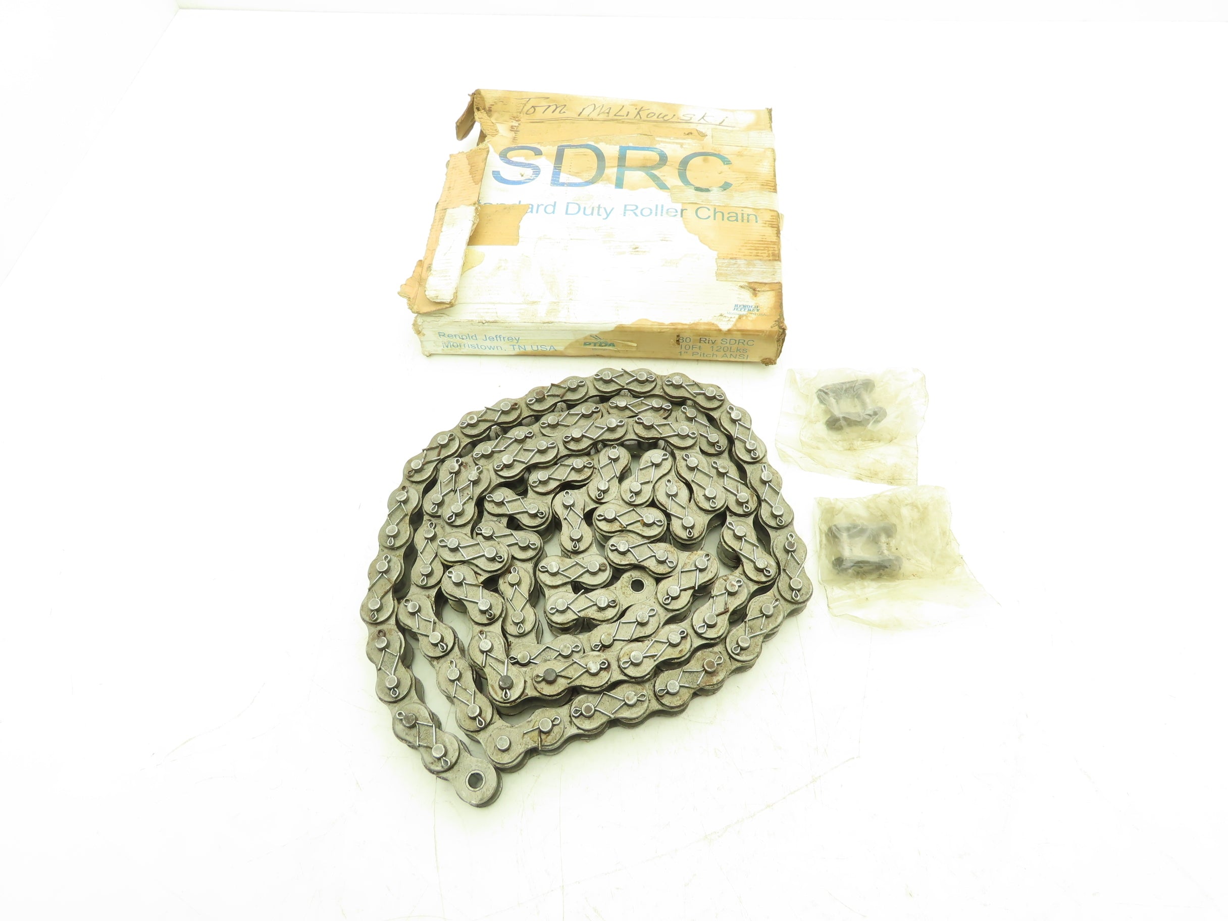 SDRC SDRC 80 # 80 Roller Chain 10 Ft Length w Connecting Links Cotter ...
