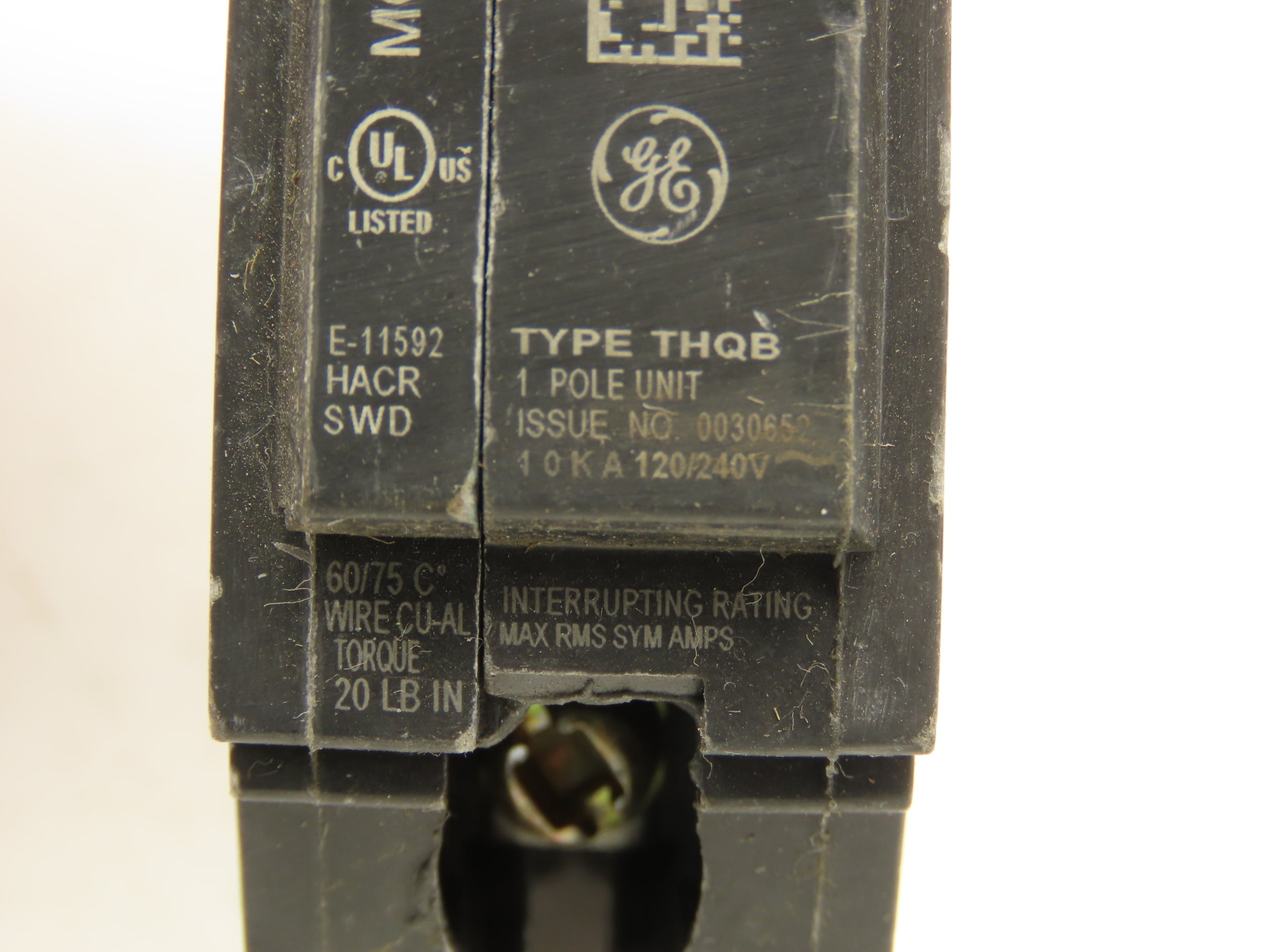 General Electric THQB1120 Circuit Breaker 1-Pole 20A Screw In 120/240V ...