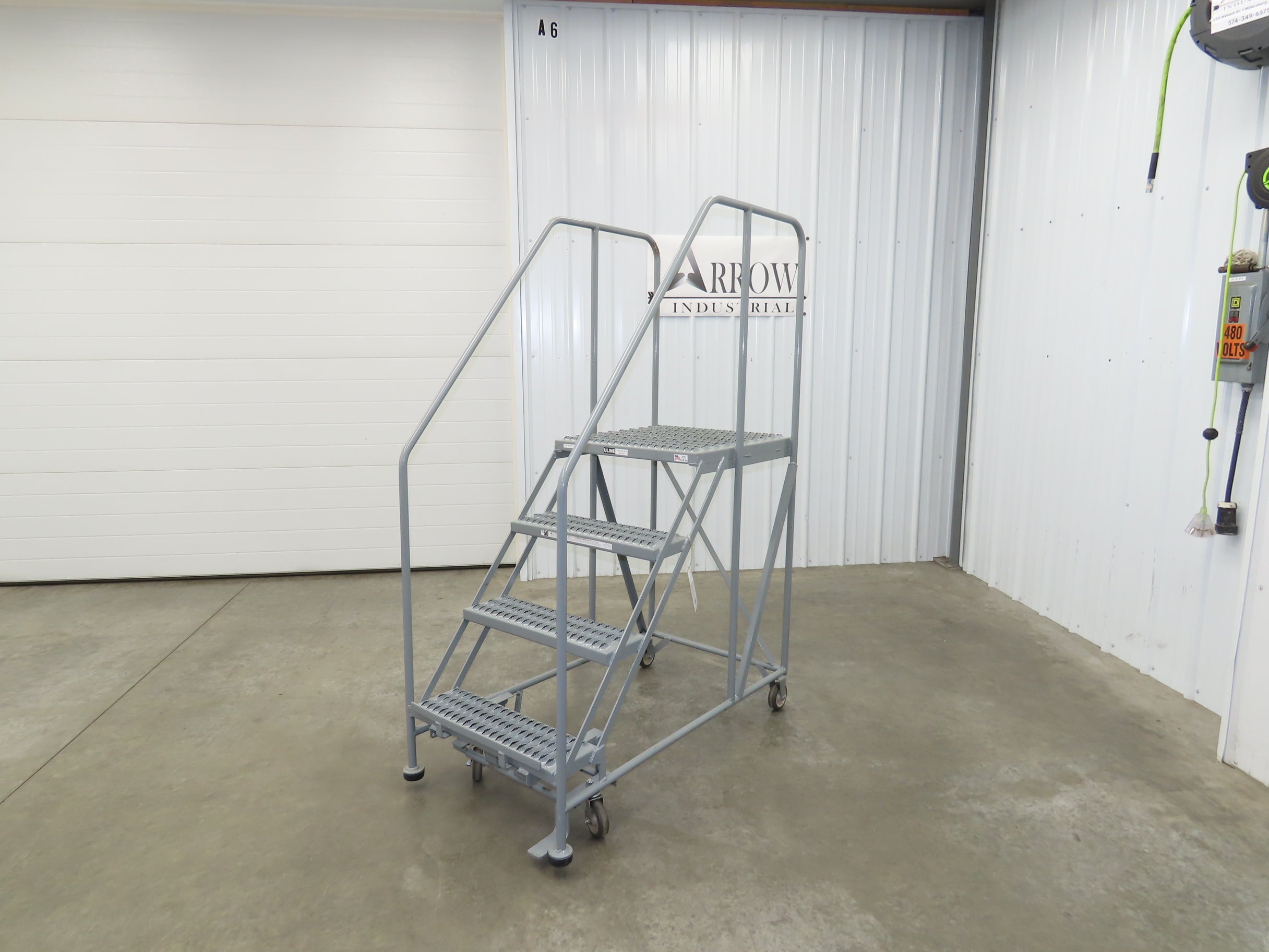 Uline H-7919 Rolling Ladder 4 Step 36" Work Platform 40" Top Step 800l ...